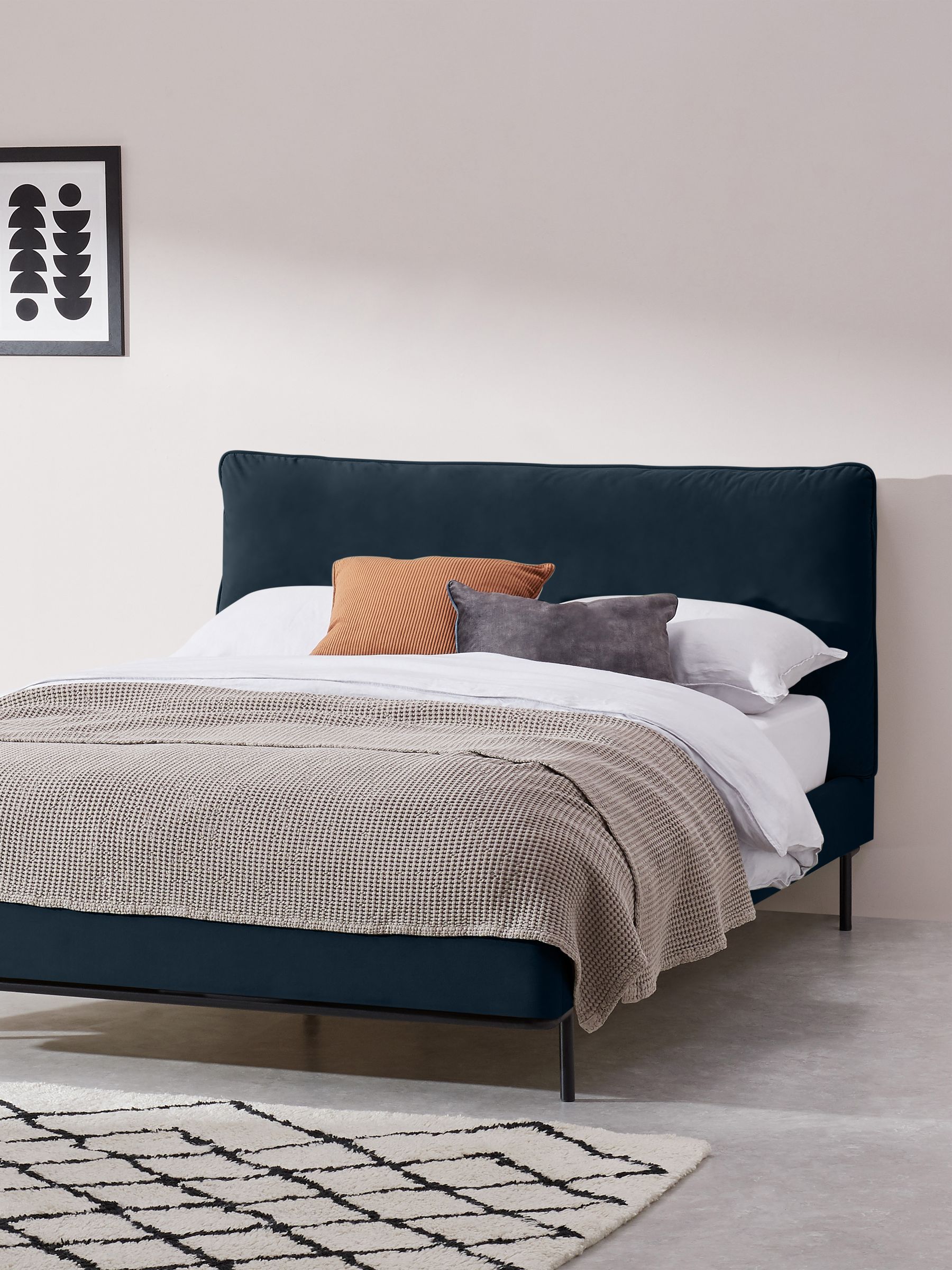 Buy MADE.COM Navy Velvet Harlow Bed from the Next UK online shop