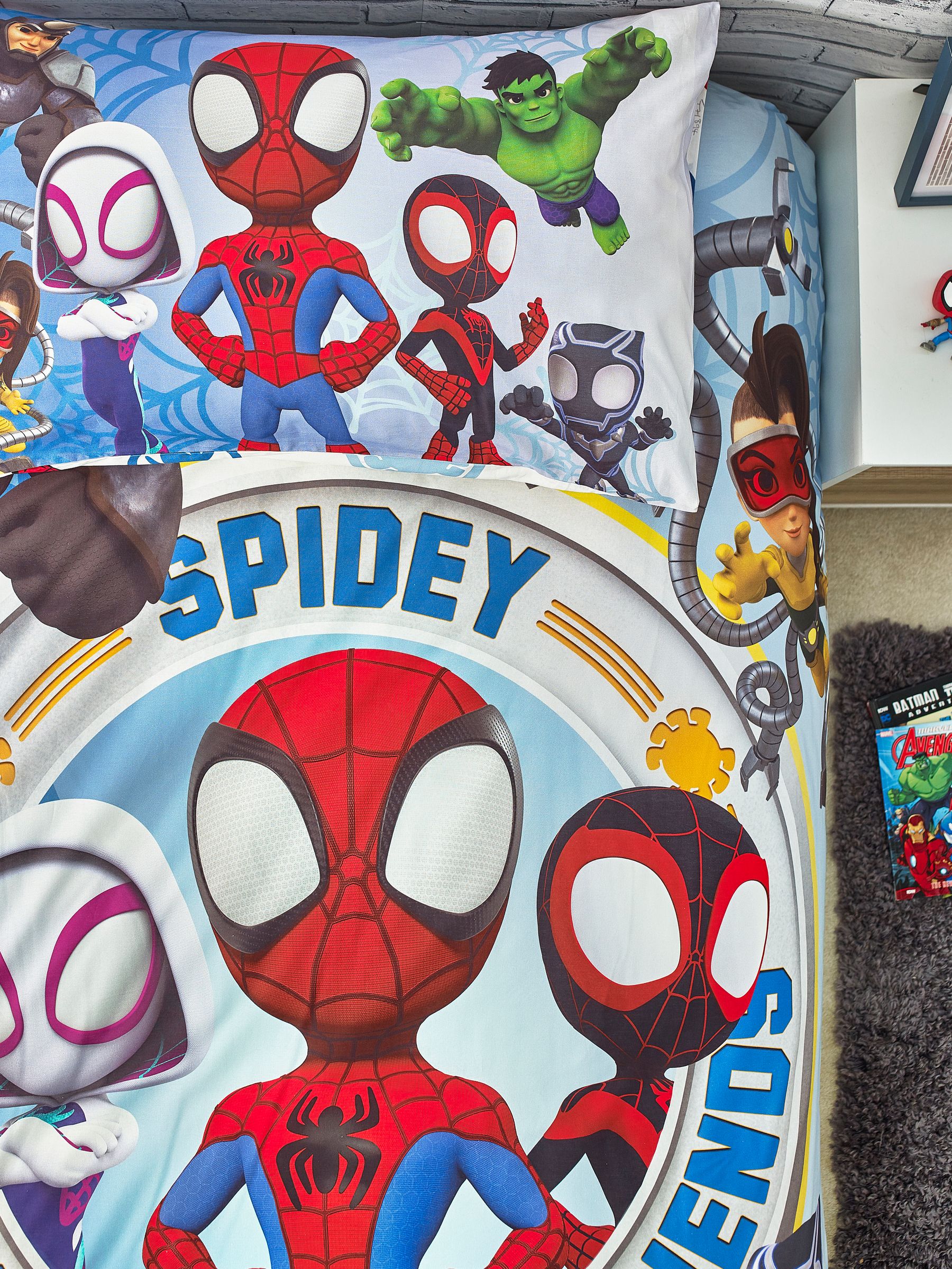 Buy Spidey and His Amazing Friends Blue Reversible 100% Cotton Duvet ...