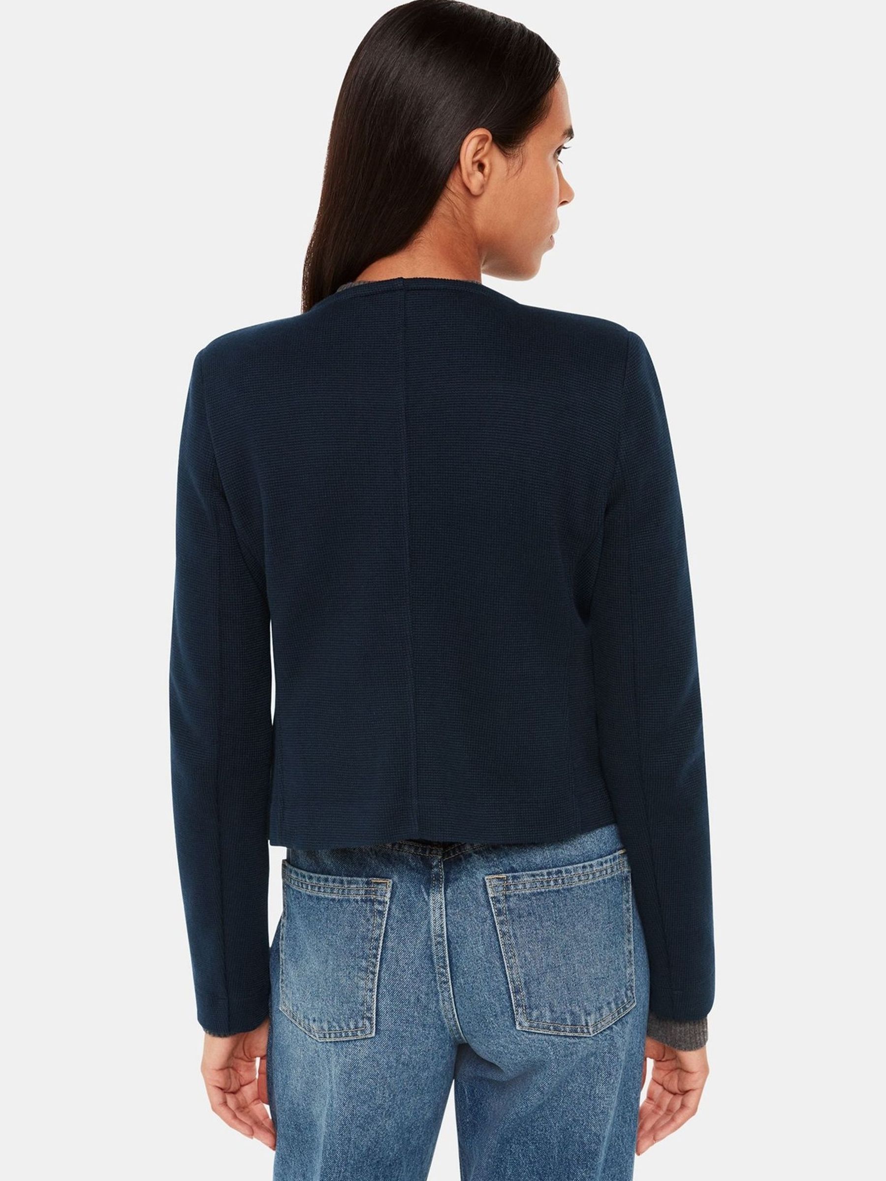 Buy Whistles Blue 100% Cotton Collarless Jersey Jacket from the Next UK ...