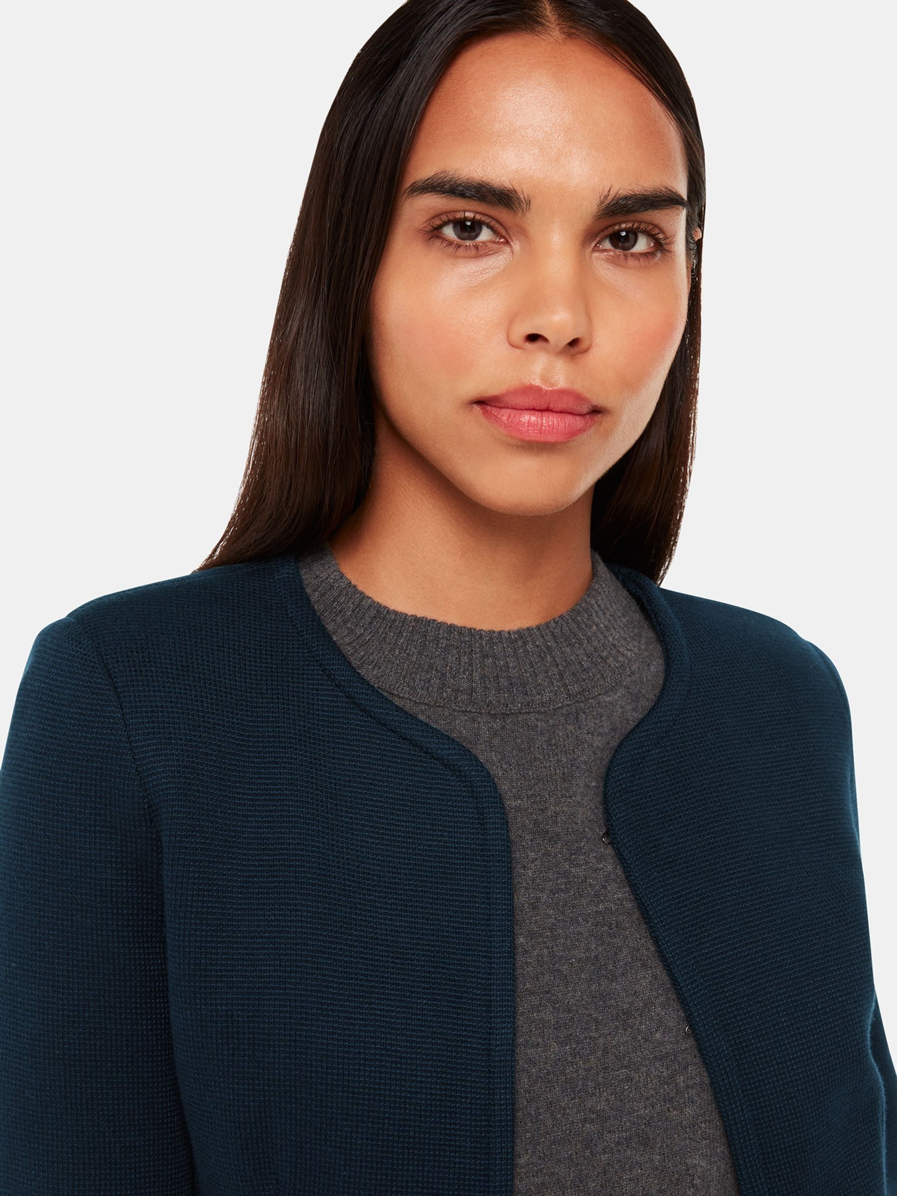Buy Whistles Blue 100% Cotton Collarless Jersey Jacket from the Next UK ...
