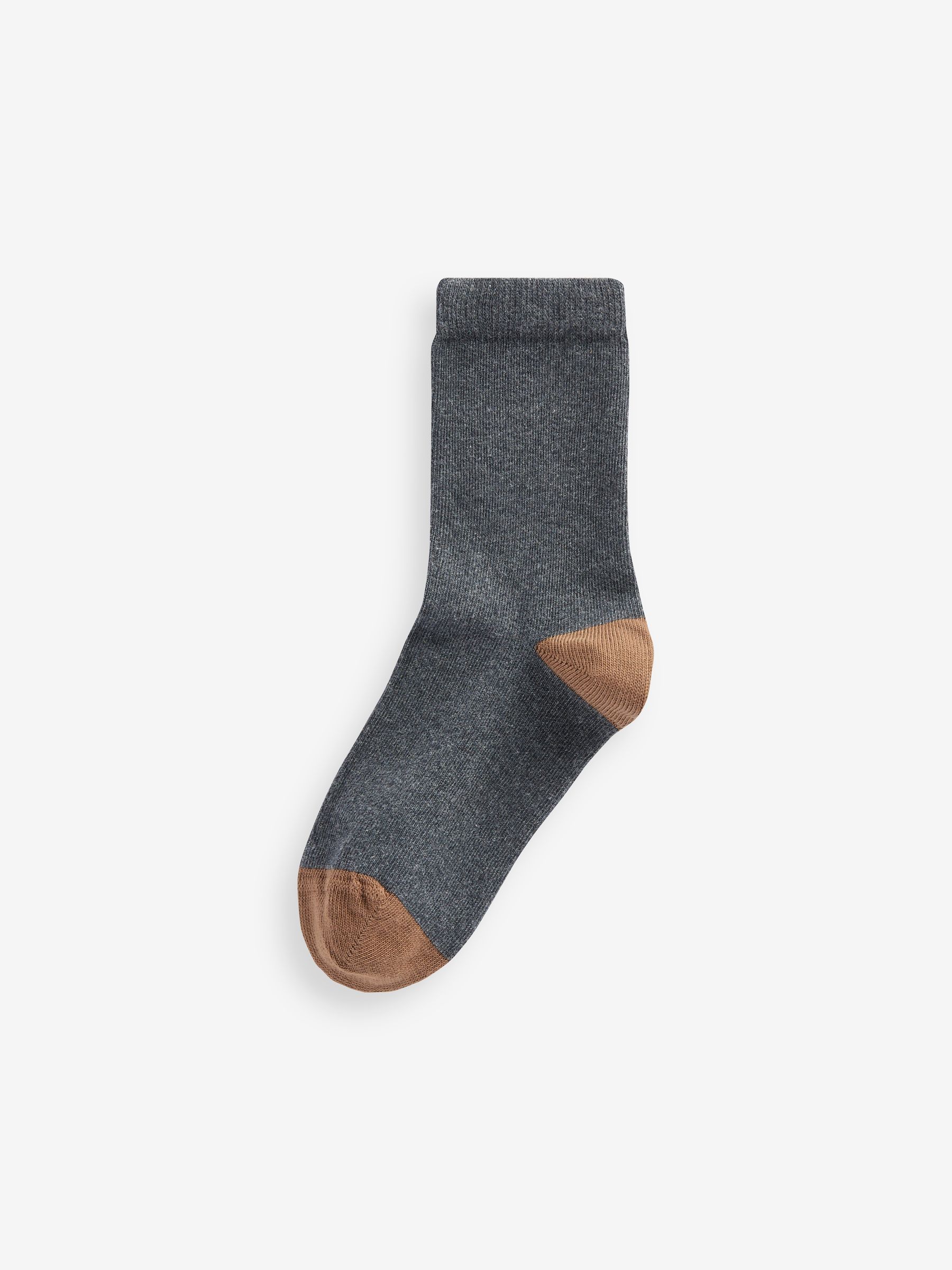 Buy Grey with Contrast Heel and Toe Cotton Rich Socks 10 Pack from the ...