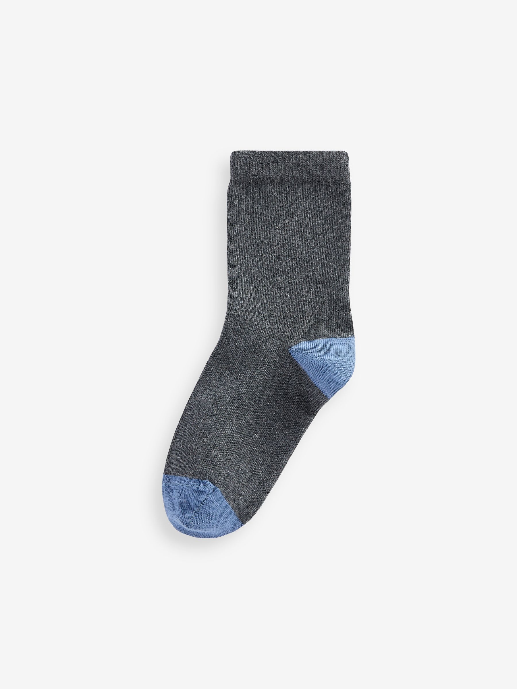 Buy Grey with Contrast Heel and Toe Cotton Rich Socks 10 Pack from the ...
