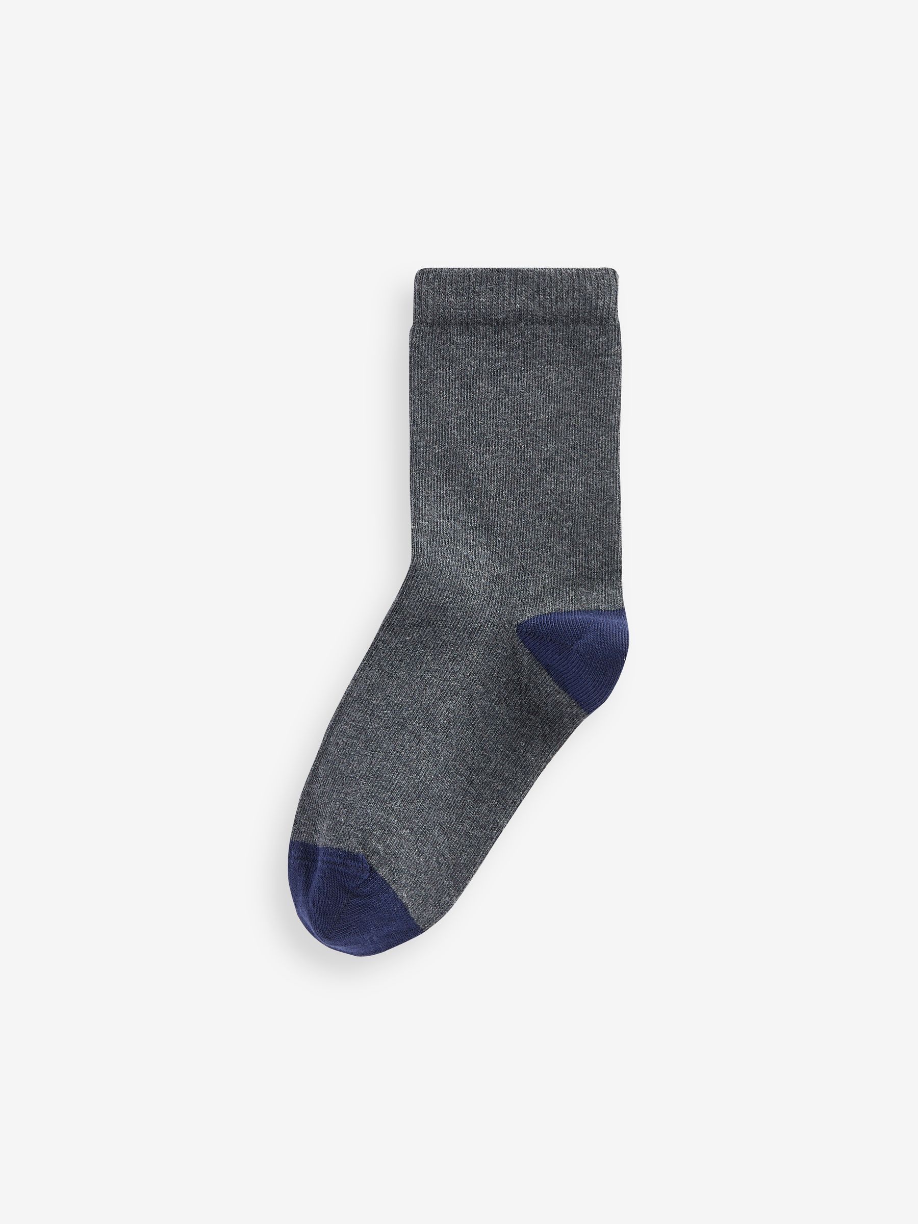 Buy Grey with Contrast Heel and Toe Cotton Rich Socks 10 Pack from the ...