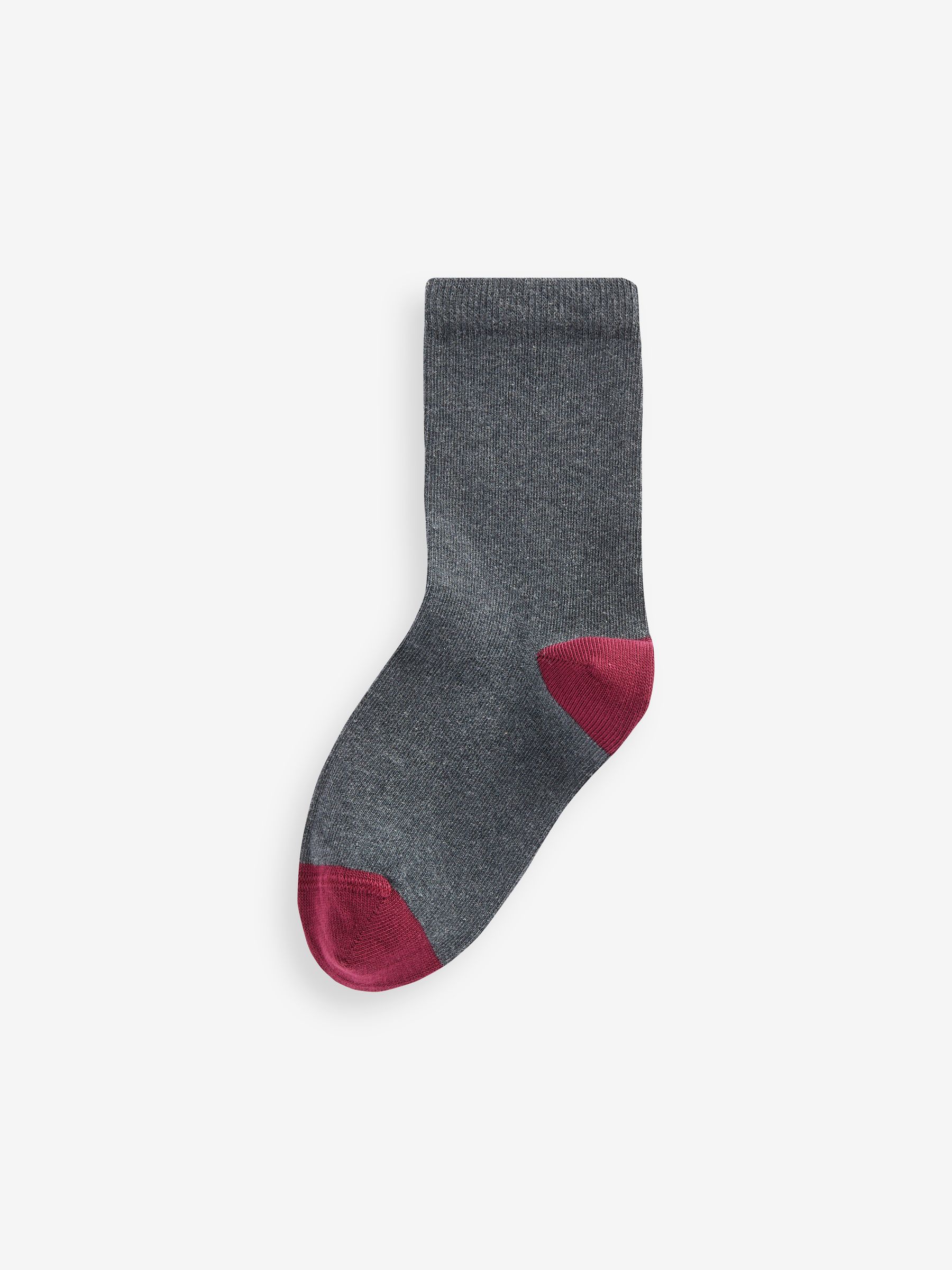 Buy Grey with Contrast Heel and Toe Cotton Rich Socks 10 Pack from the ...
