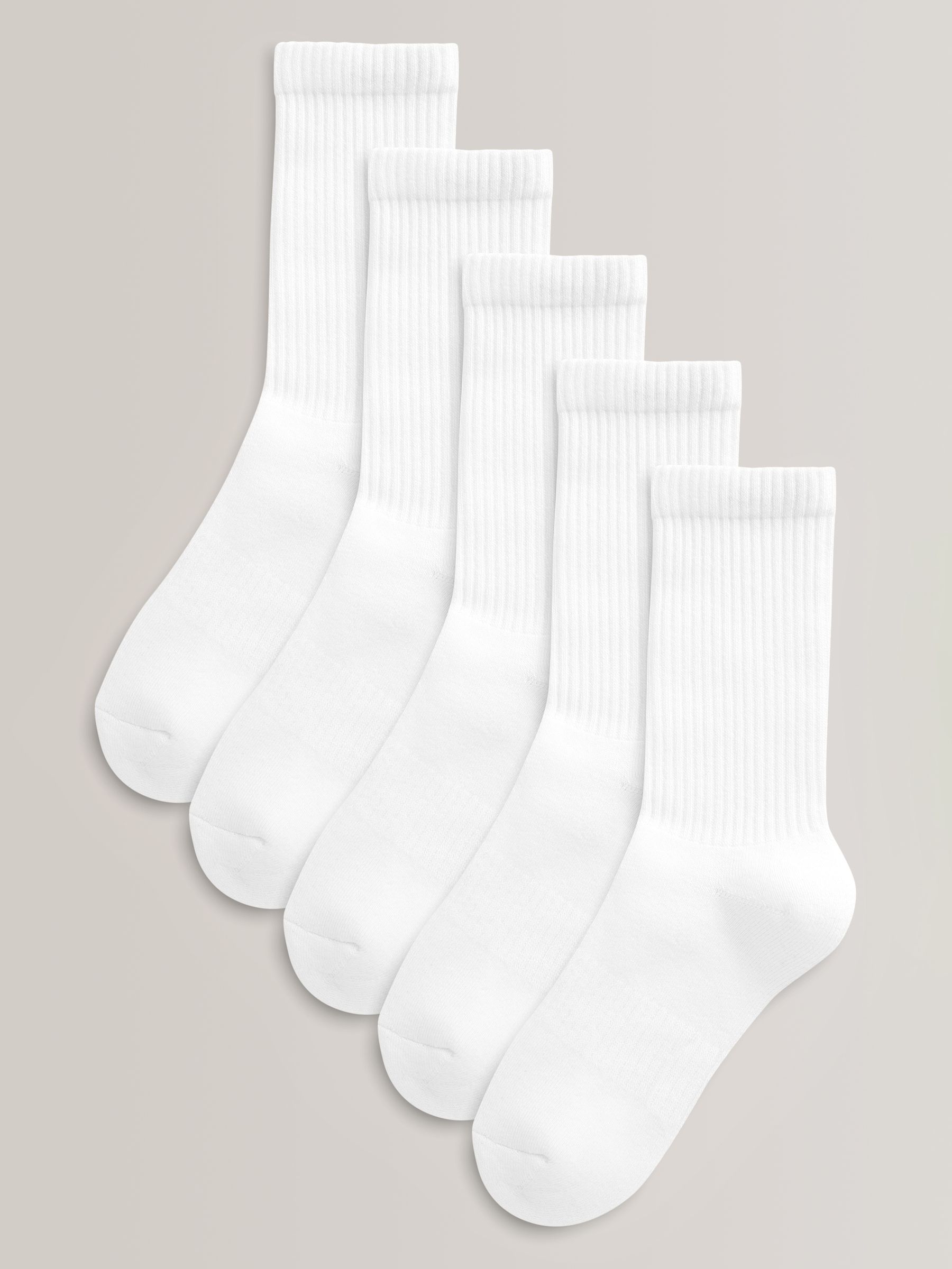 Buy White 5 Pack Cotton Rich Cushioned Footbed Ribbed Socks from Next ...