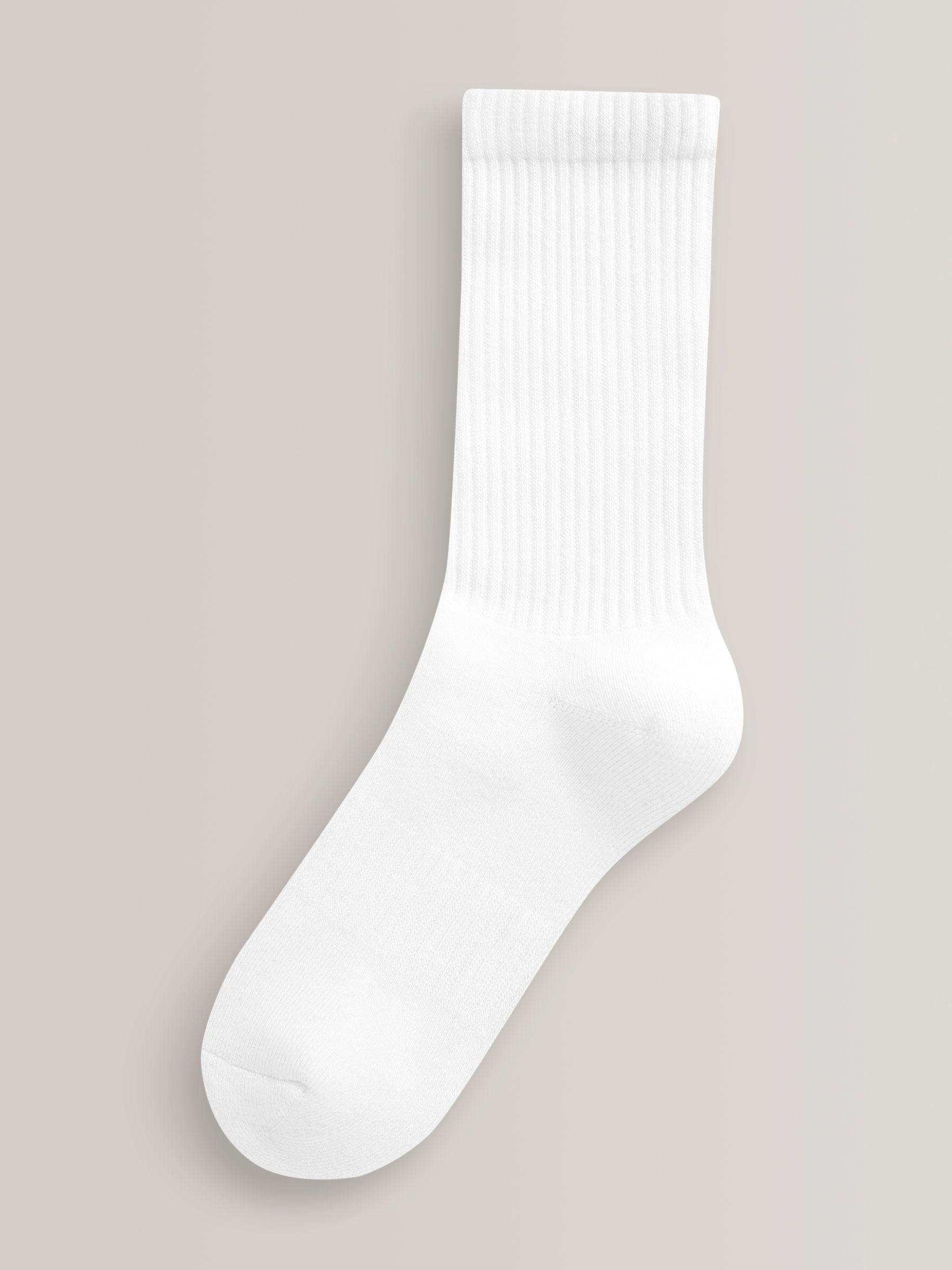 Buy White 5 Pack Cotton Rich Cushioned Footbed Ribbed Socks from the ...