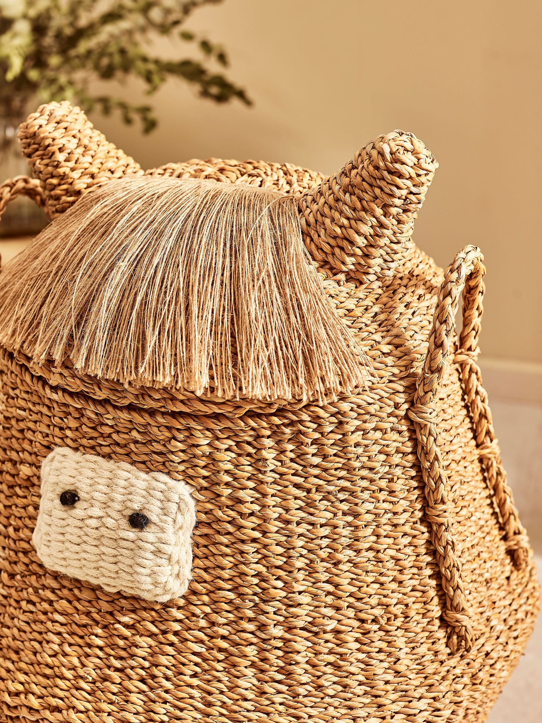 Buy Natural Hamish the Highland Cow Hamper Woven Seagrass Laundry ...