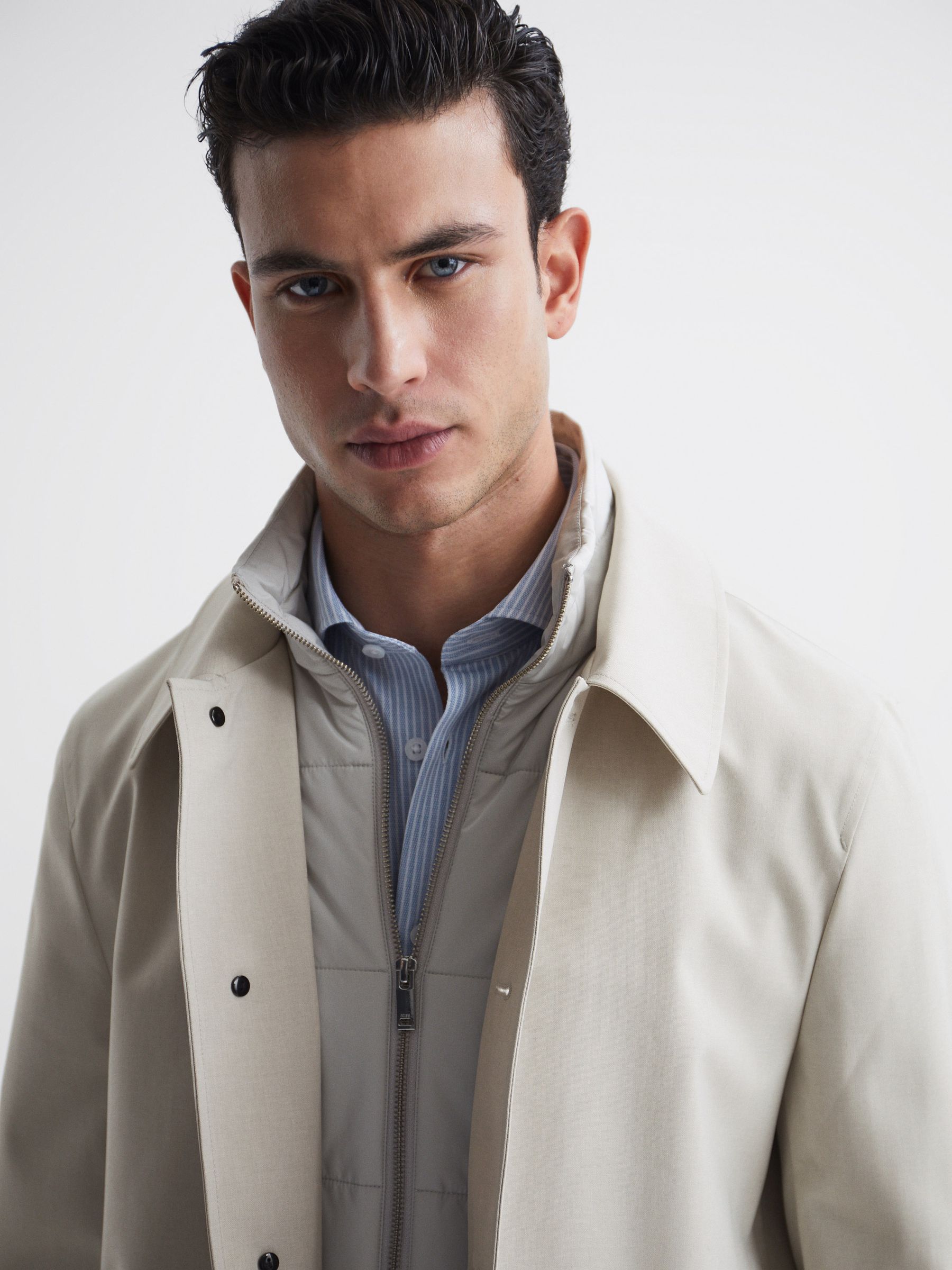Buy Reiss Stone Perrin Coat With Removable Zip Neck Insert from the ...