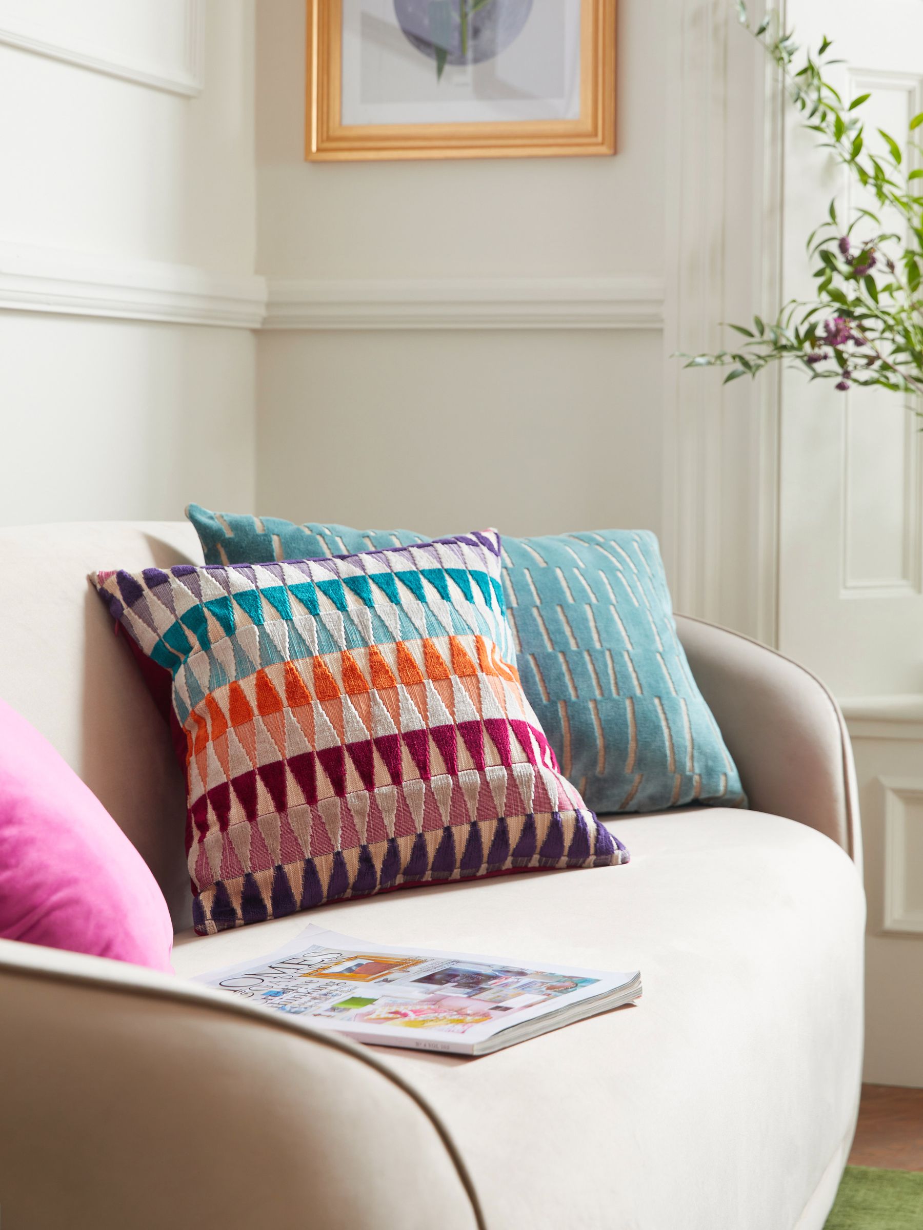 Buy Multi Bright Cut Velvet 43 x 43cm Cushion from Next Ireland