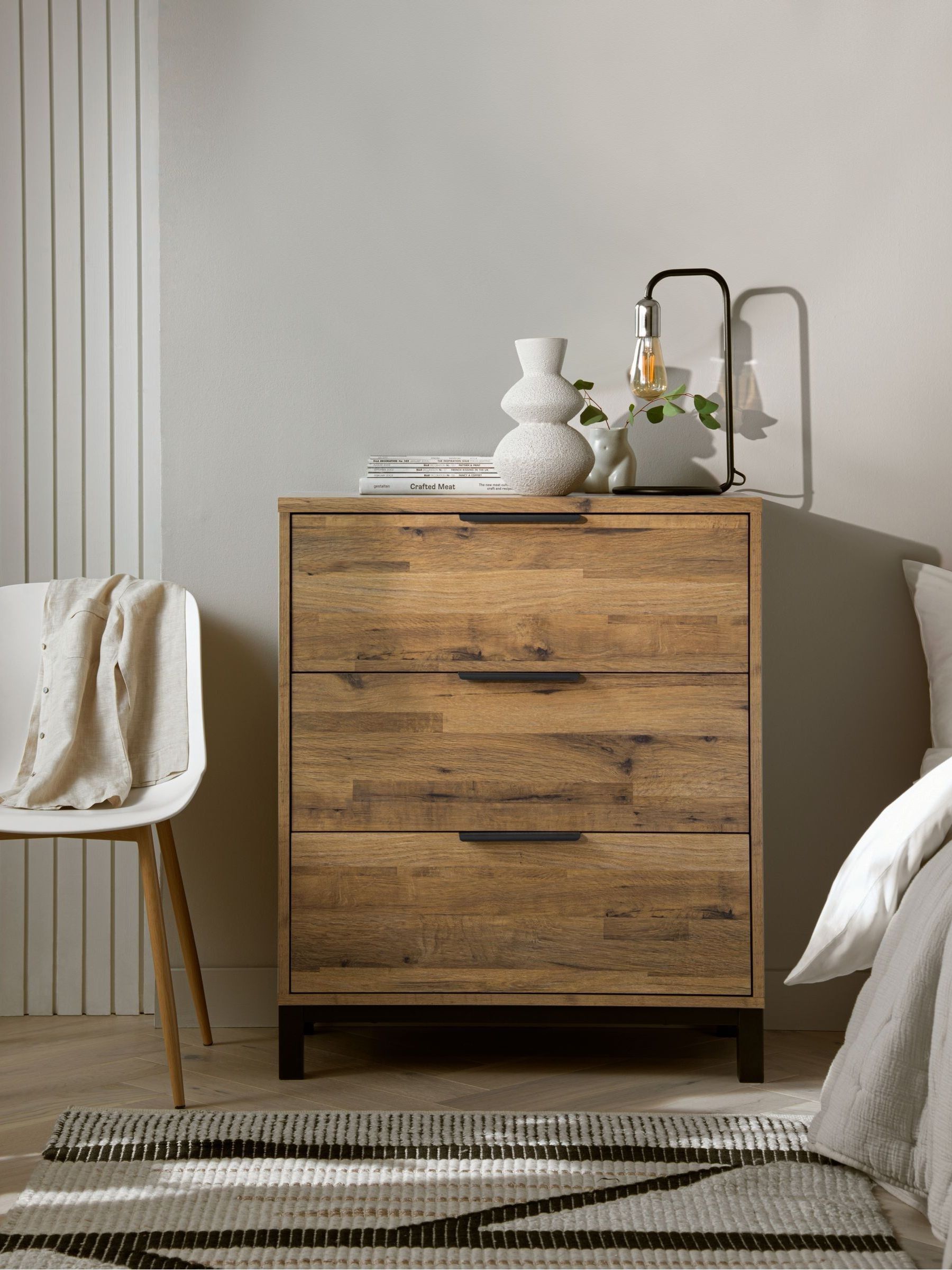 Buy Dark Bronx Oak Effect 3 Drawer Tall Chest of Drawers from the Next ...