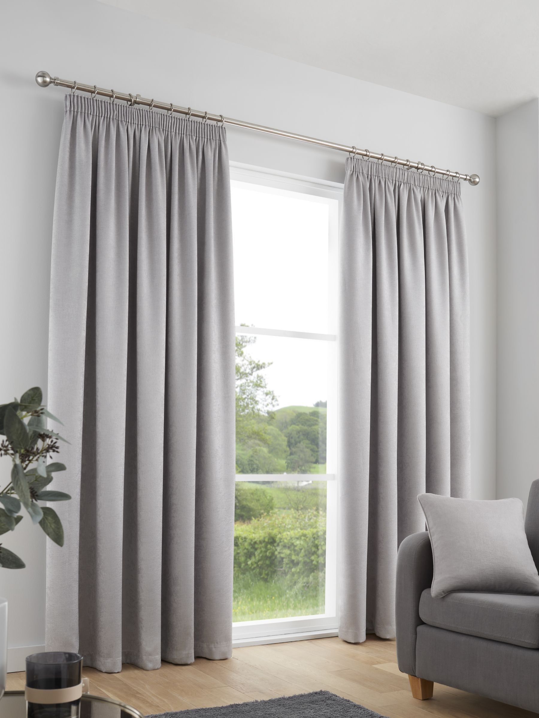 Buy Fusion Silver Galaxy Room Darkening Woven Pair of Pencil Pleat ...