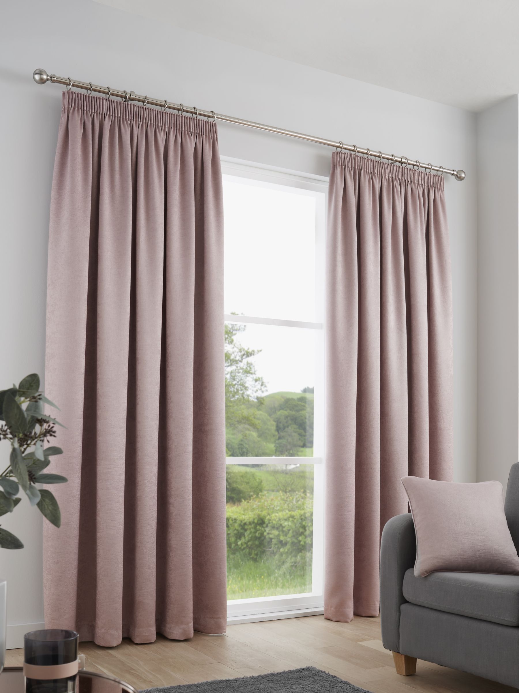 Buy Fusion Blush Pink Galaxy Room Darkening Woven Pair of Pencil Pleat ...