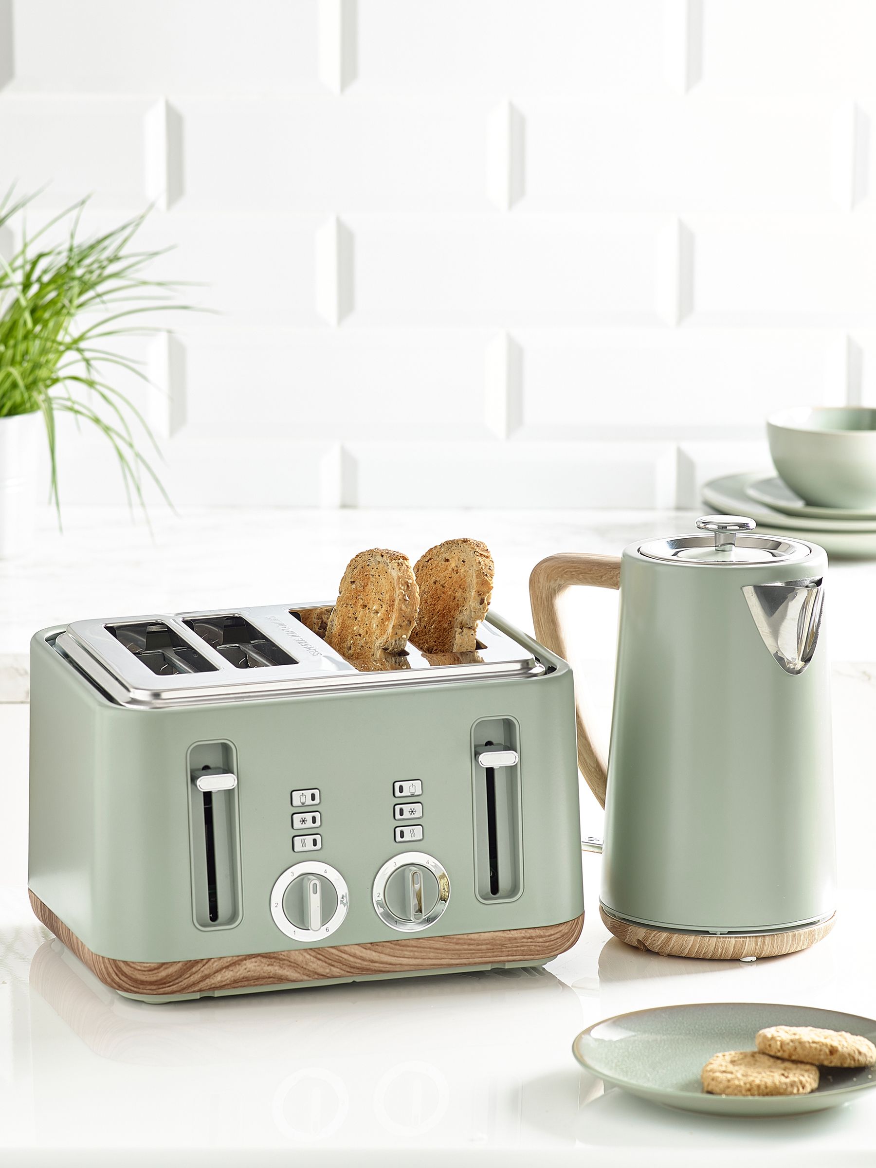 Buy Sage Green Bronx Wood Effect 4 Slice Toaster from the Next UK ...
