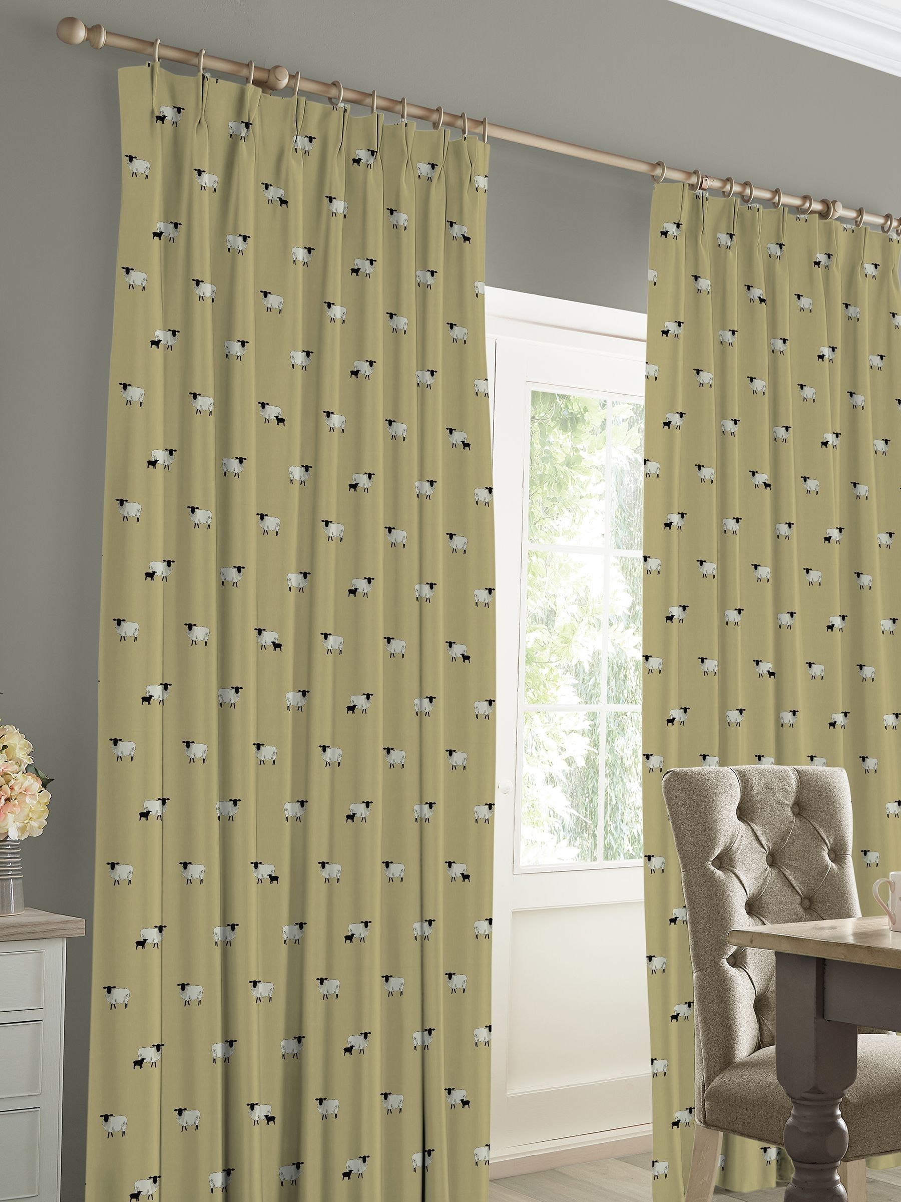 Buy Sophie Allport Ochre Yellow Sheep Made To Measure Curtains from the ...