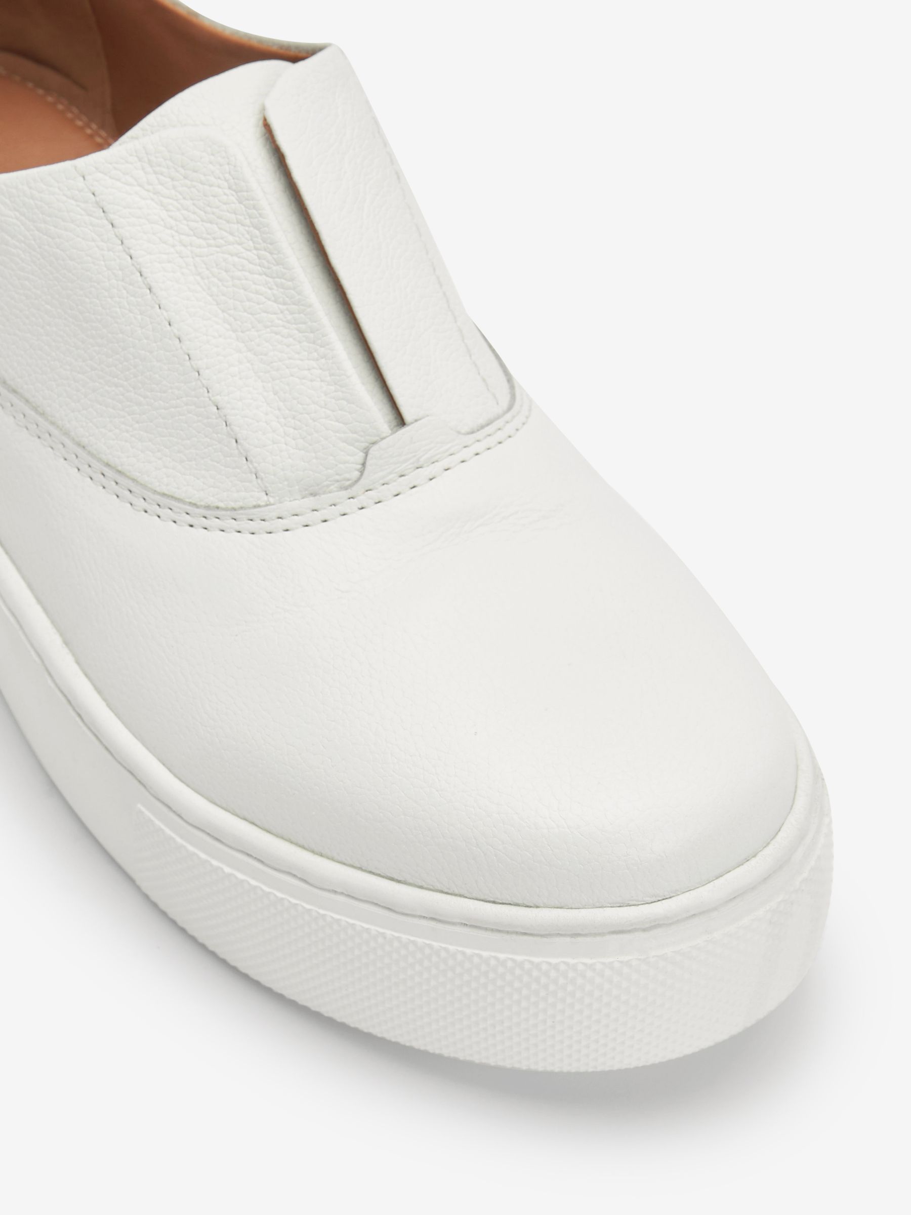 Buy White Slip On Signature Leather Chunky Wedge Platform Trainers from ...