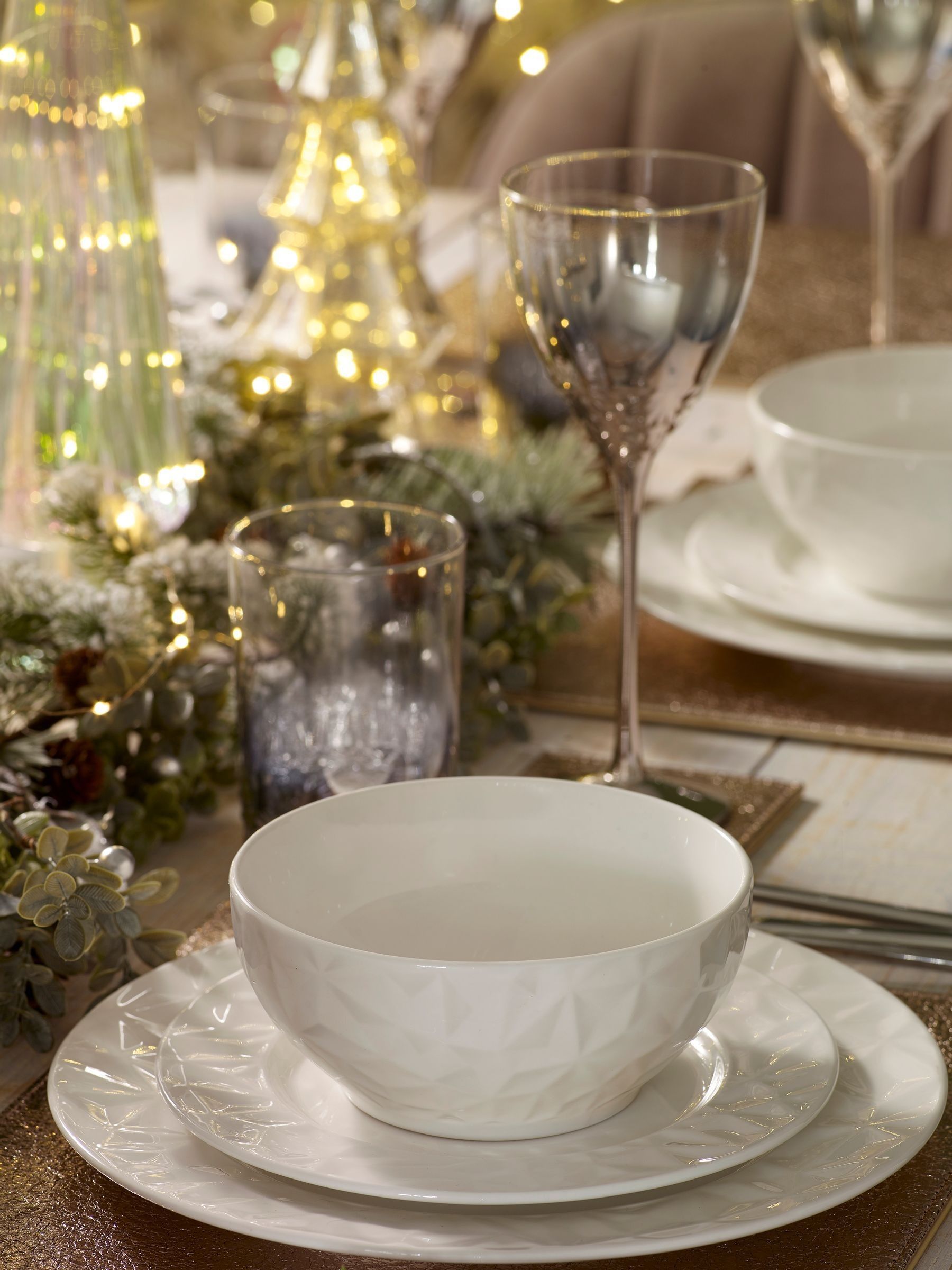 Buy 12 Piece White Mode Embossed Dinner Set from the Next UK online shop