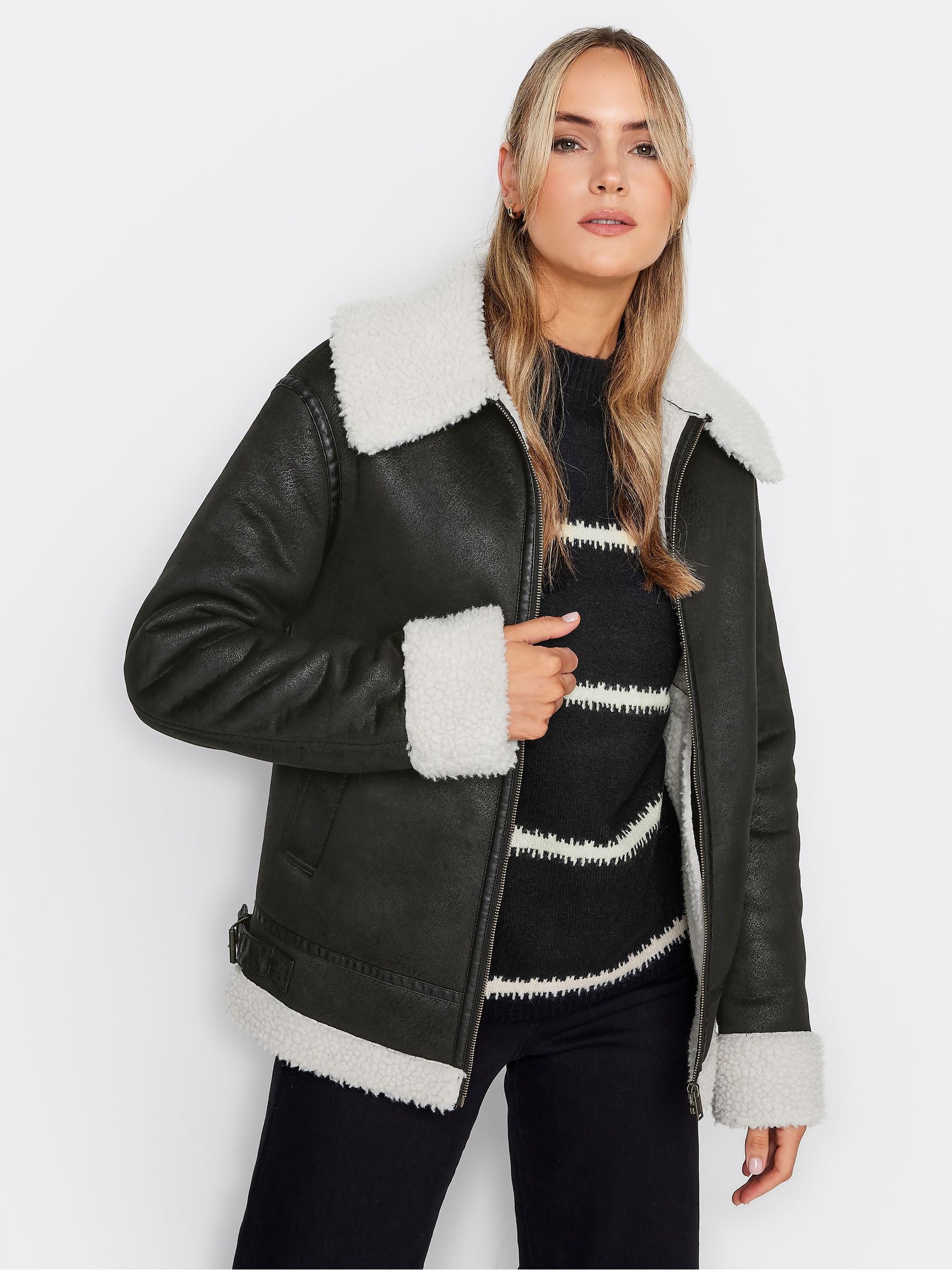 Buy Long Tall Sally Black Zip Up Borg Jacket from the Next UK online shop