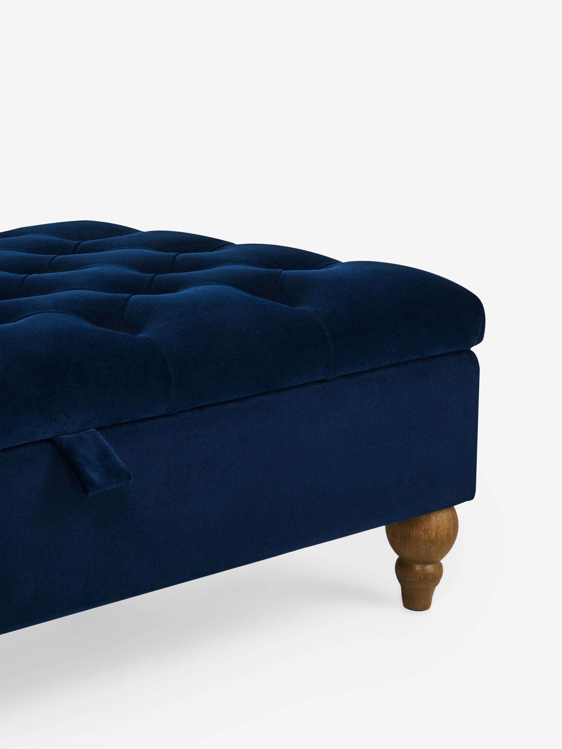 Buy Buttoned Soft Velvet Navy Blue Albury Large Storage Footstool from ...