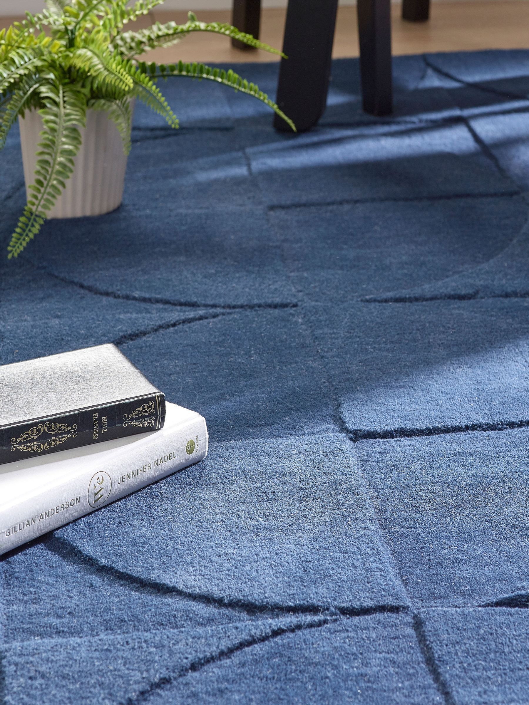 Buy Origin Rugs Infinity Blue Penny Wool Rug from the Next UK online shop