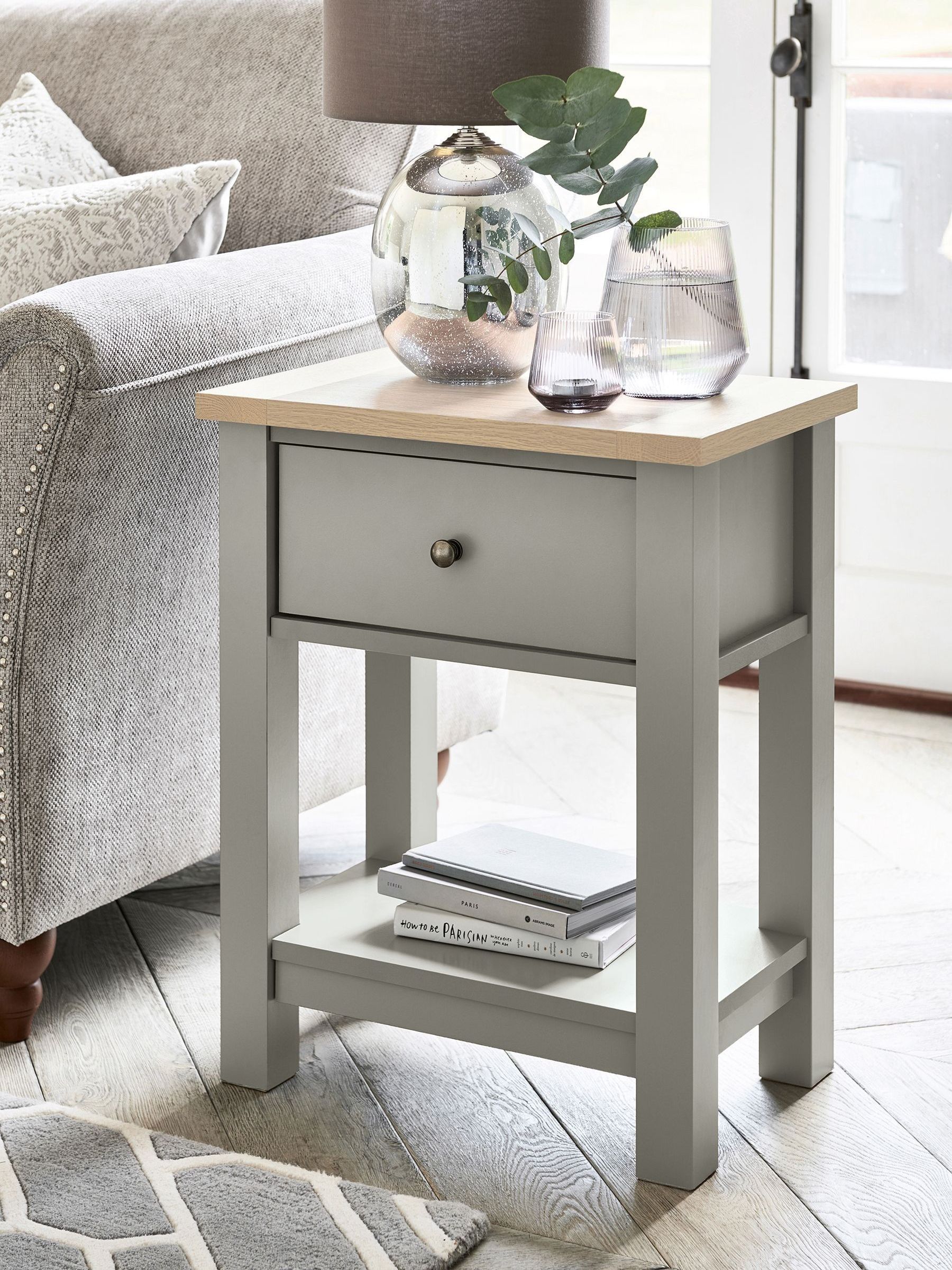 Buy Dove Grey Malvern Oak Effect Side Table from the Next UK online shop