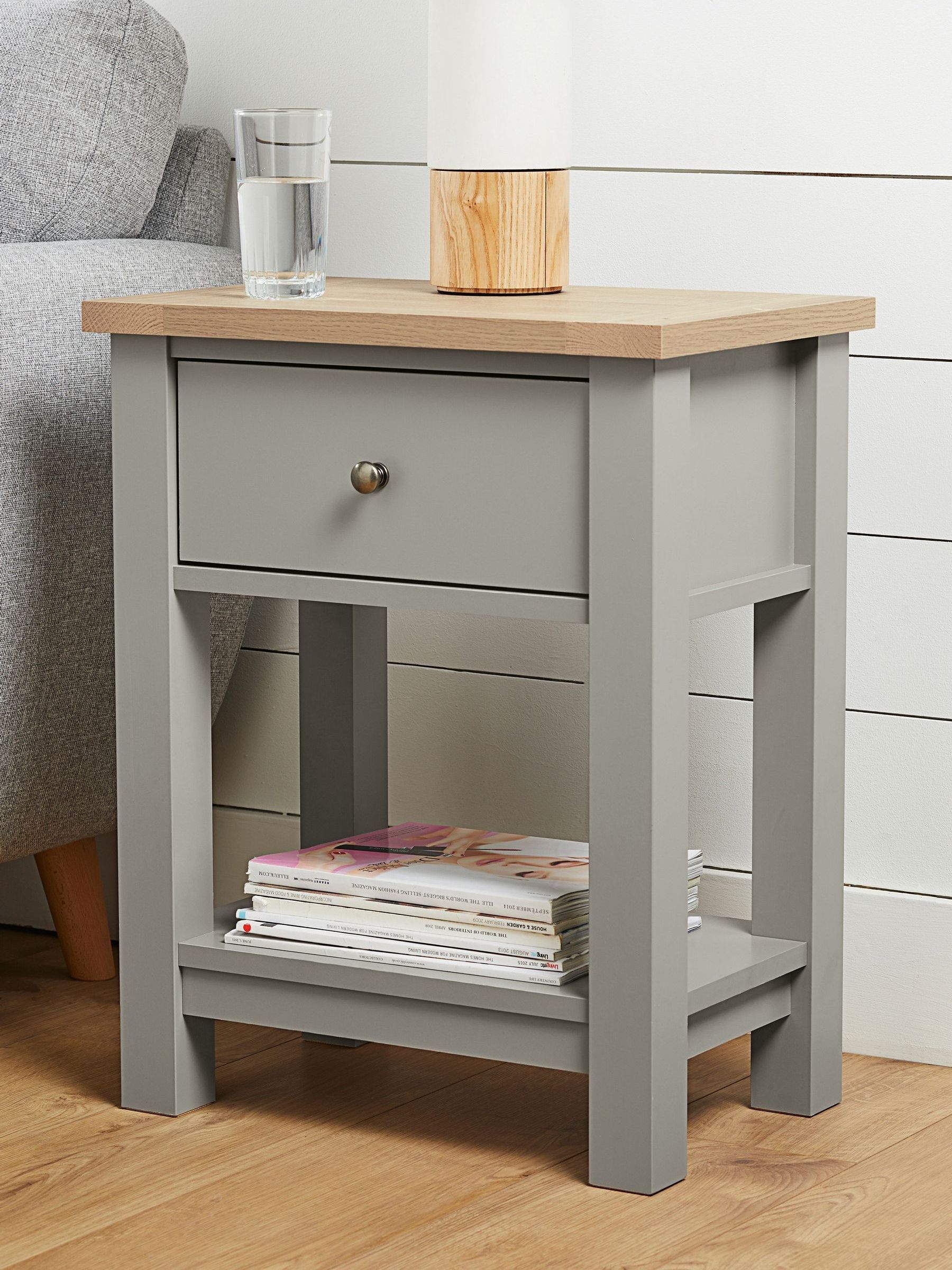 Buy Dove Grey Malvern Oak Effect Side Table from the Next UK online shop