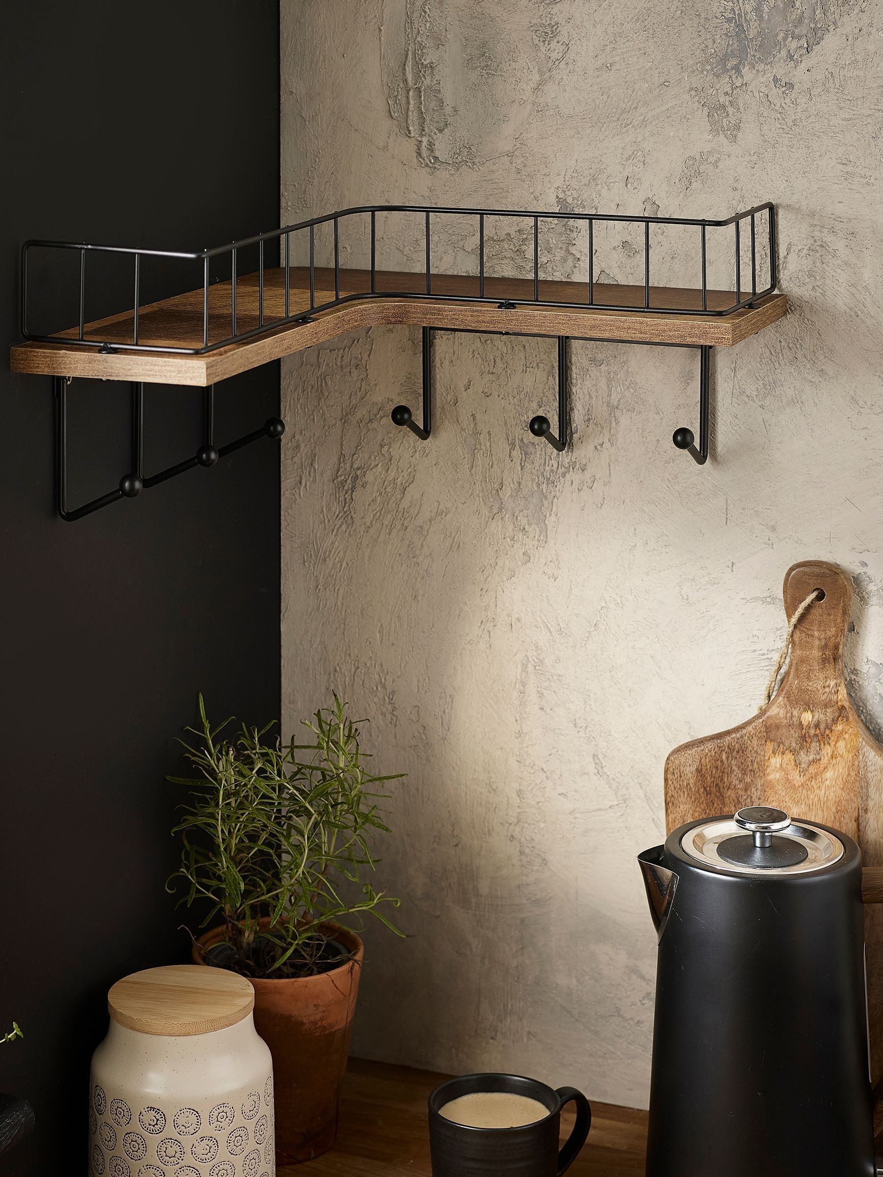 Buy Wood Bronx Corner Shelf with Hooks from the Next UK online shop