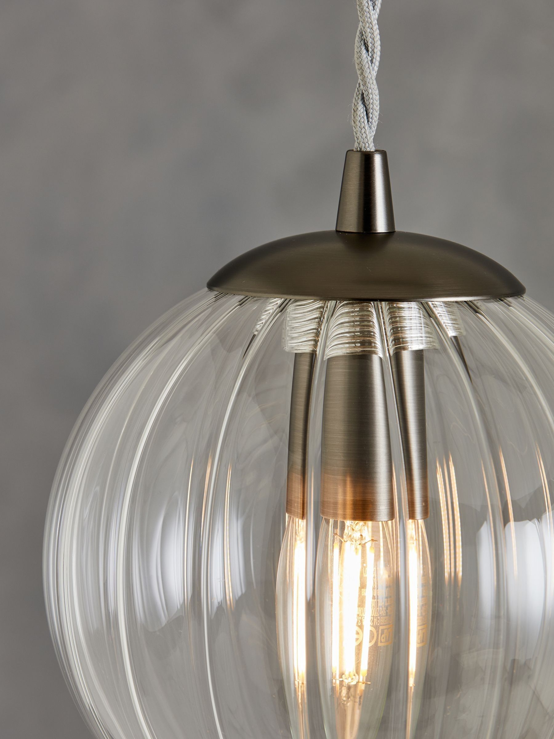 Buy Pewter Grey Bourton Linear 3 Light Pendant Ceiling Lights from the ...