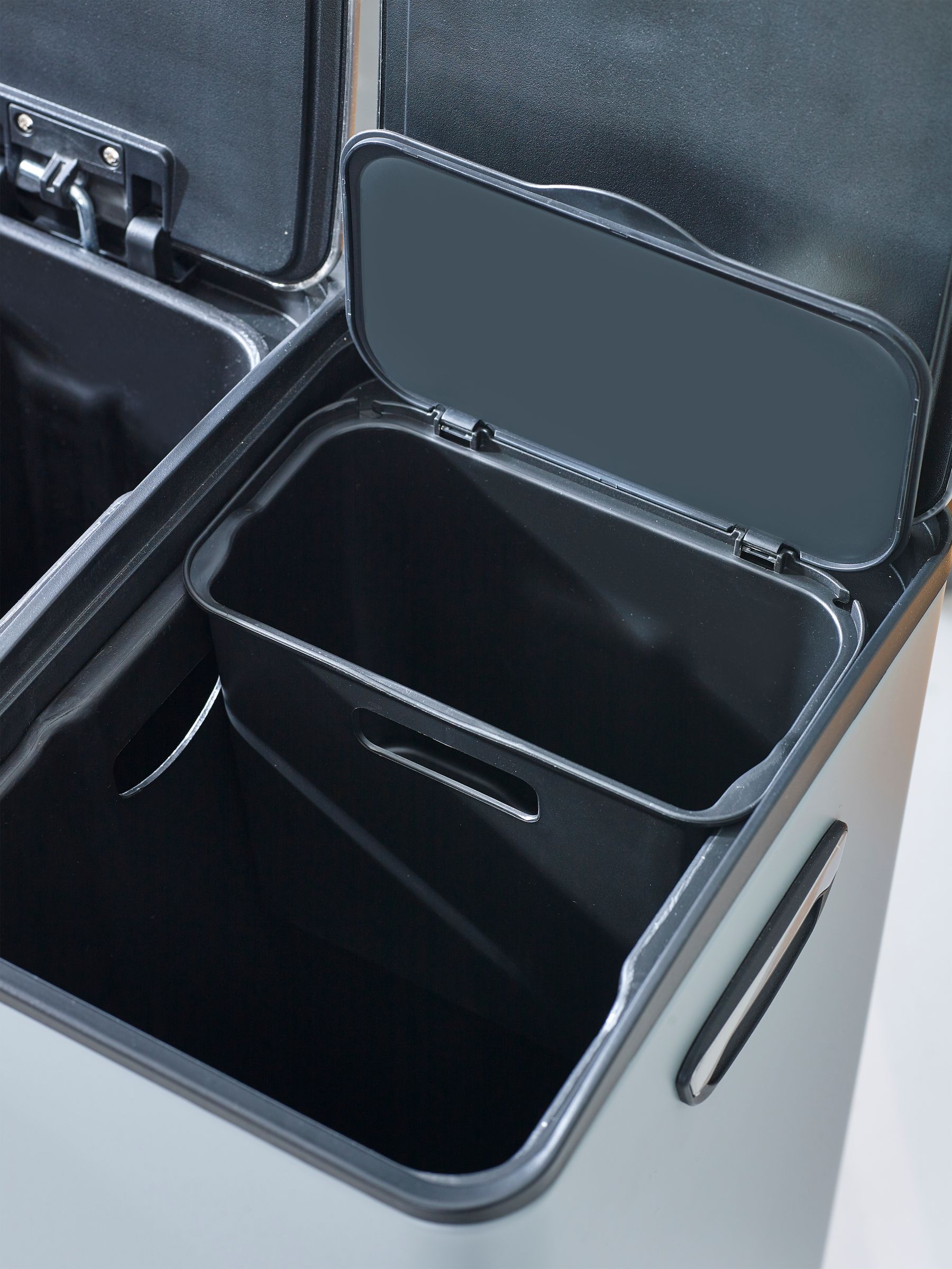 Buy Charcoal Grey 60L 3 Compartment Recycling Soft Close Pedal Bin from ...