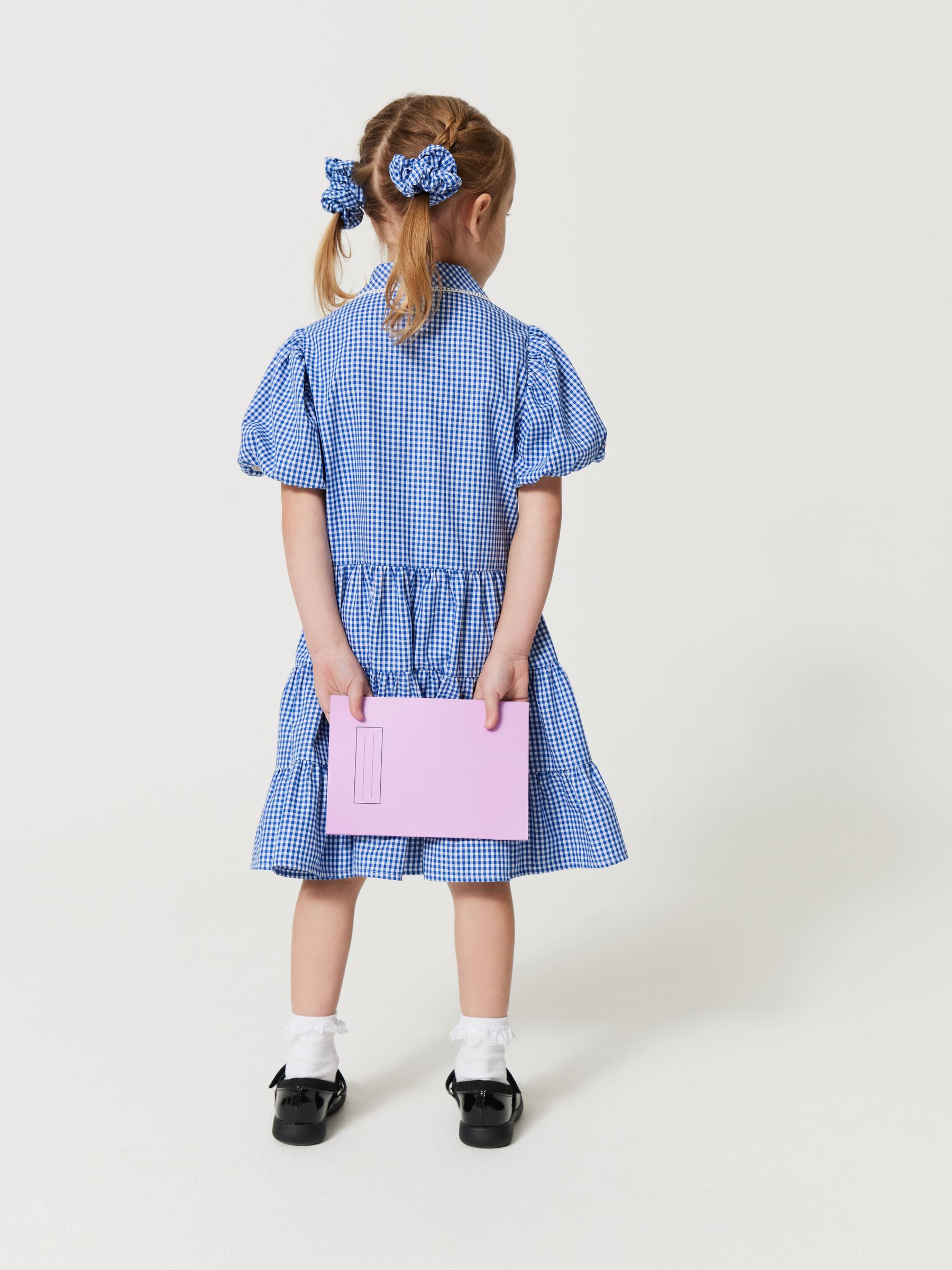 Buy Clarks Sky Blue Clarks Gingham School Dress and Scrunchie Set from ...