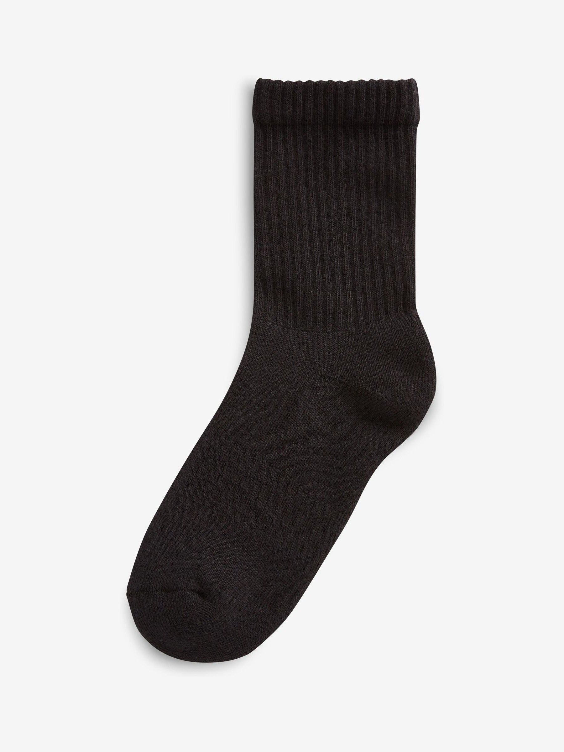 Buy Black 5 Pack Cotton Rich Cushioned Footbed Ribbed Socks from Next ...