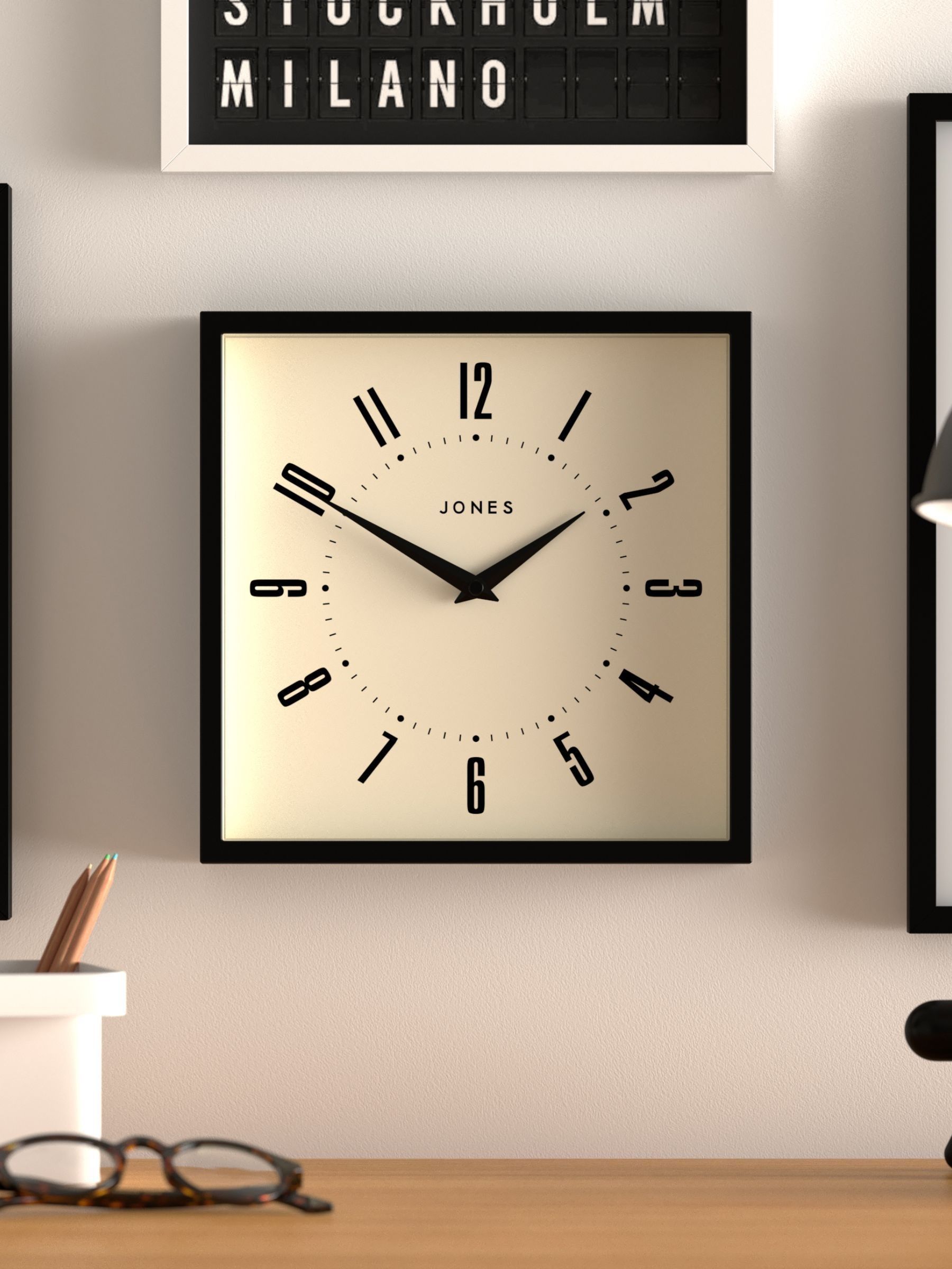 Buy Jones Clocks Black Black Box Square Wall Clock from the Next UK ...