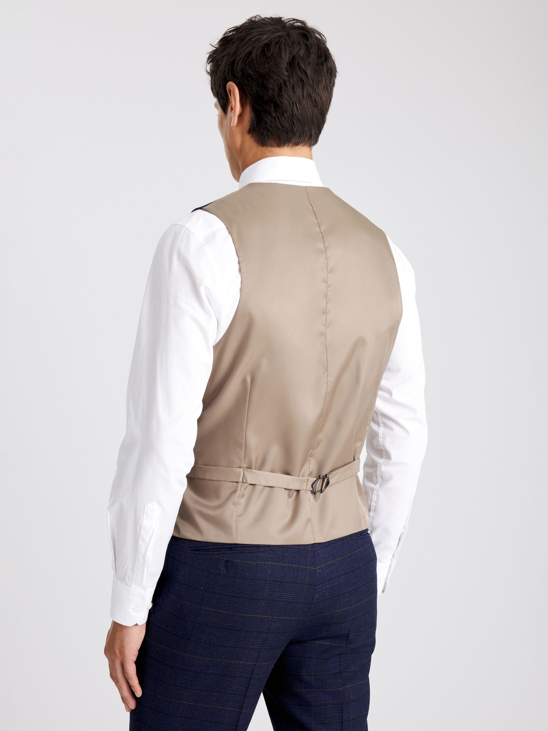 Buy MOSS Navy Black Check Tailored Suit Waistcoat from the Next UK ...