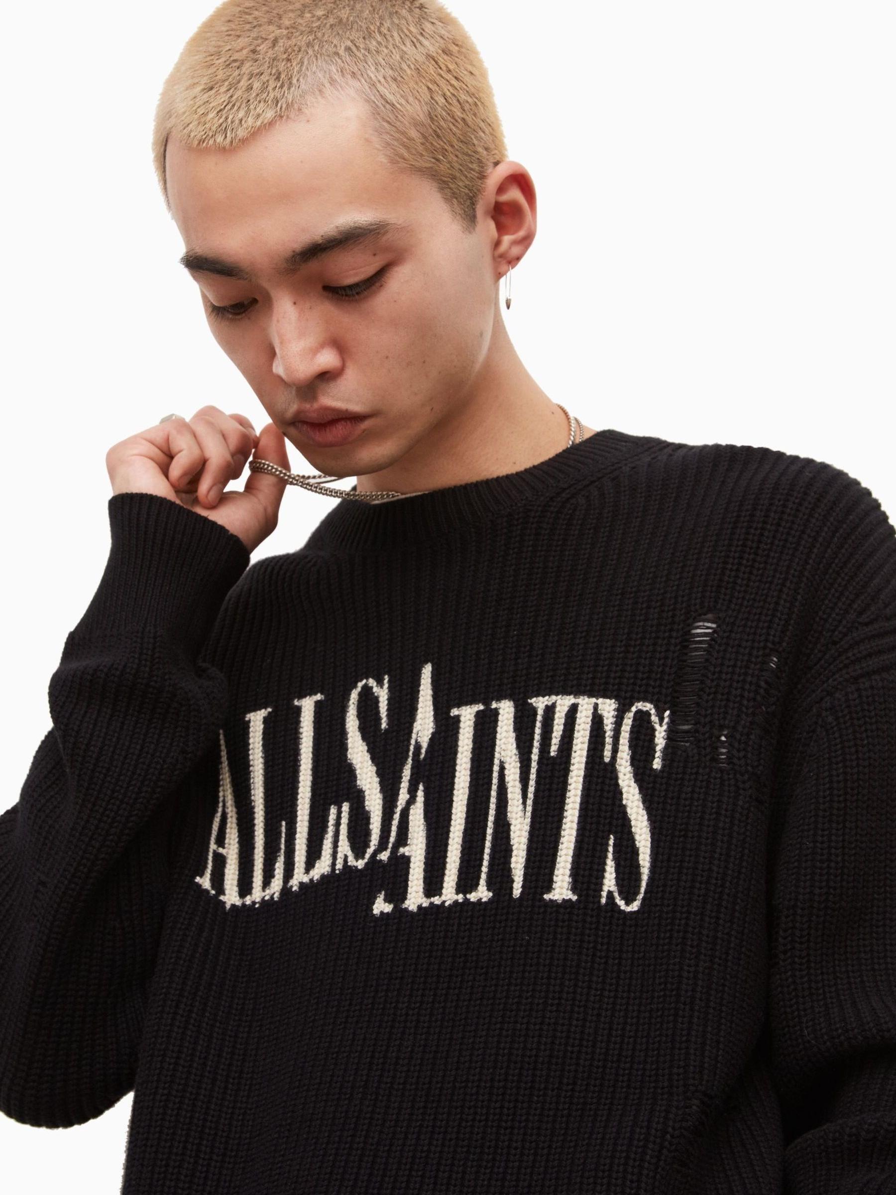 Buy AllSaints Black 100% Cotton Stacked Crew Jumper from the Next UK ...