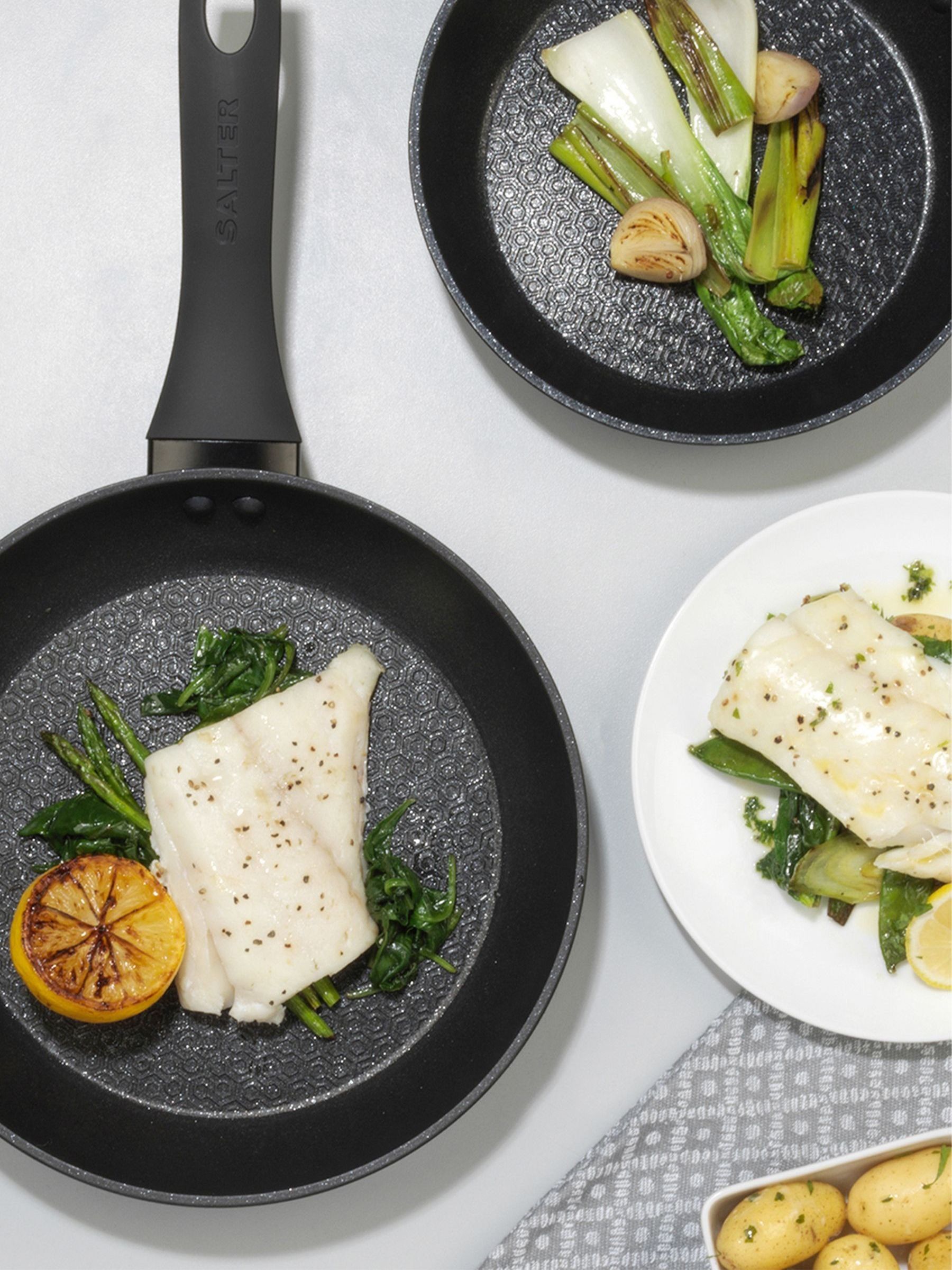 Buy Salter 3 Piece Black Geo Hexagonal Frying Pan Set from the Next UK ...
