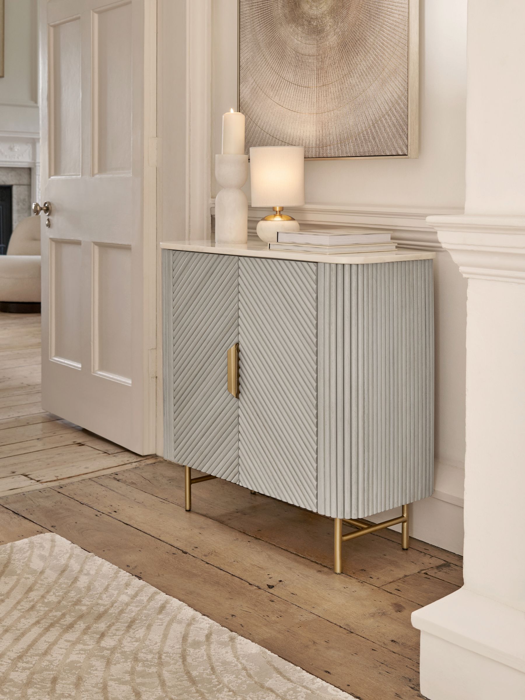 Buy Light Grey Valencia Marble Mango Wood Small Sideboard from the Next ...
