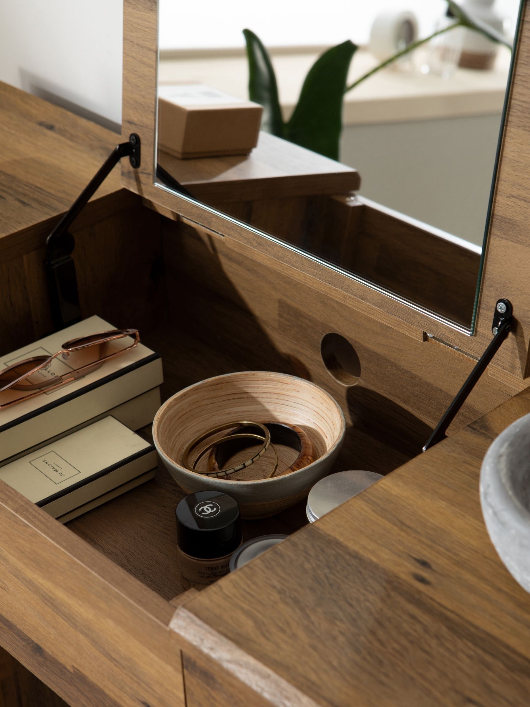 Buy Dark Bronx Oak Effect Light Up 6 Drawer Console Dressing Table from ...