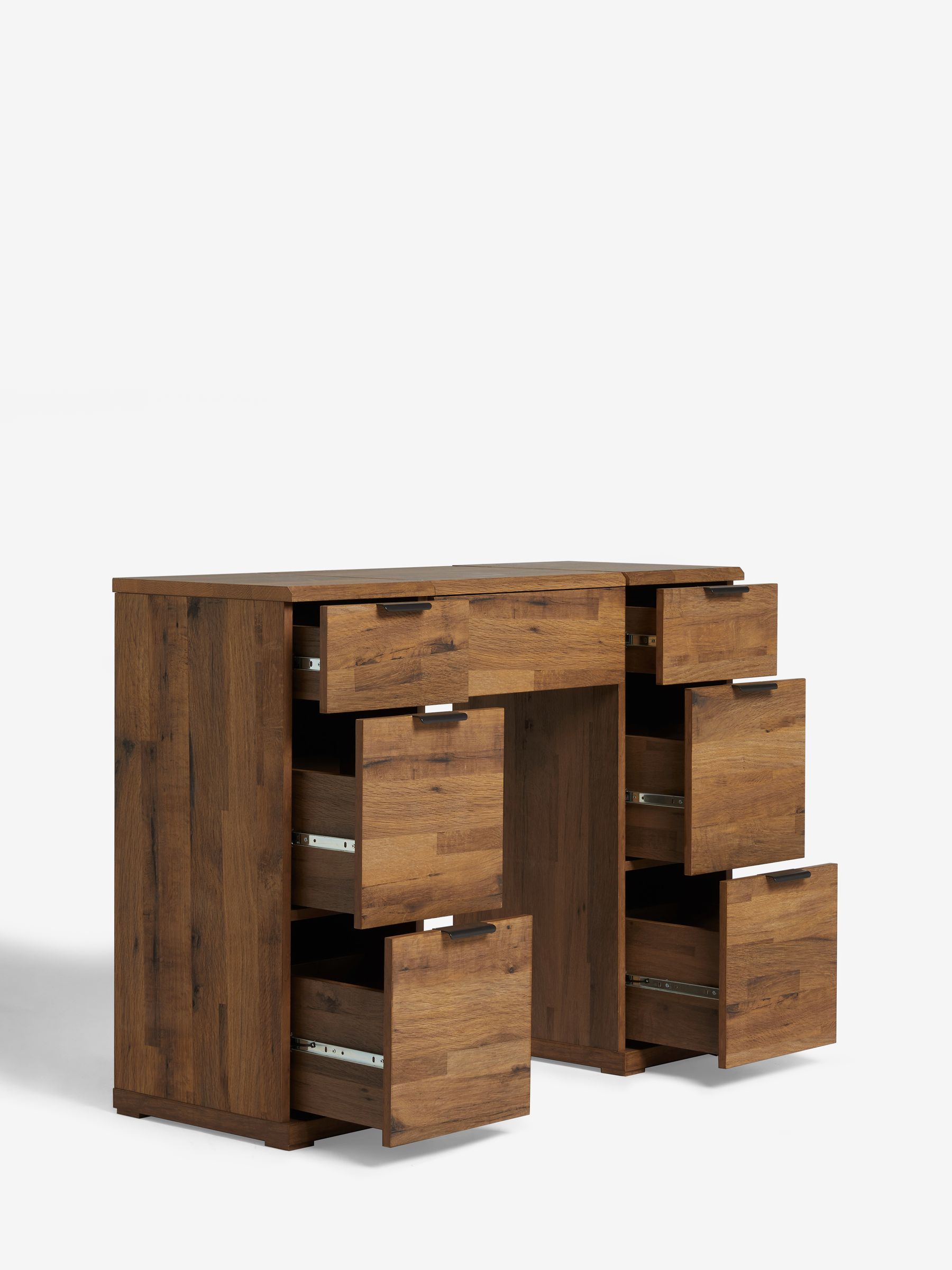 Buy Dark Bronx Oak Effect Light Up 6 Drawer Console Dressing Table from ...