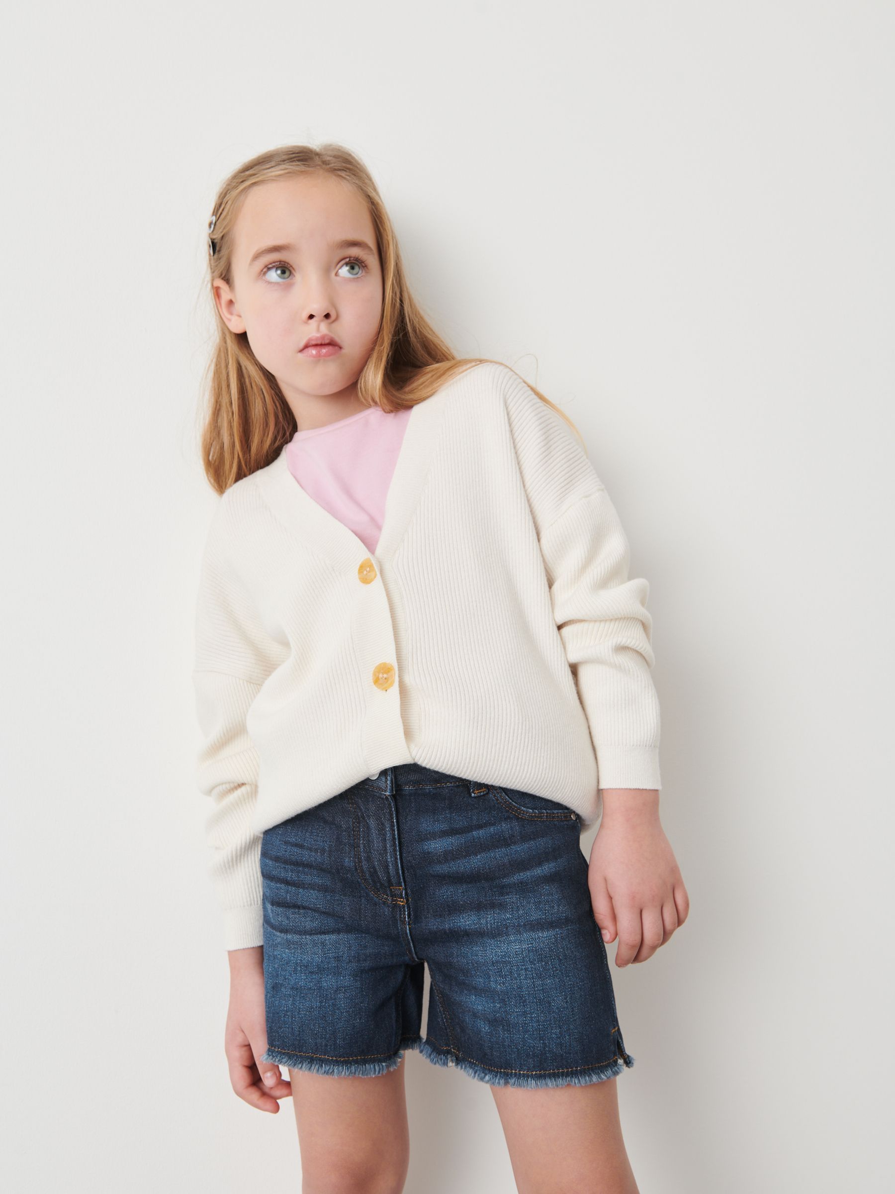 Buy Dark Blue Longer Length Frayed Edge Denim Shorts (3-16yrs) from ...