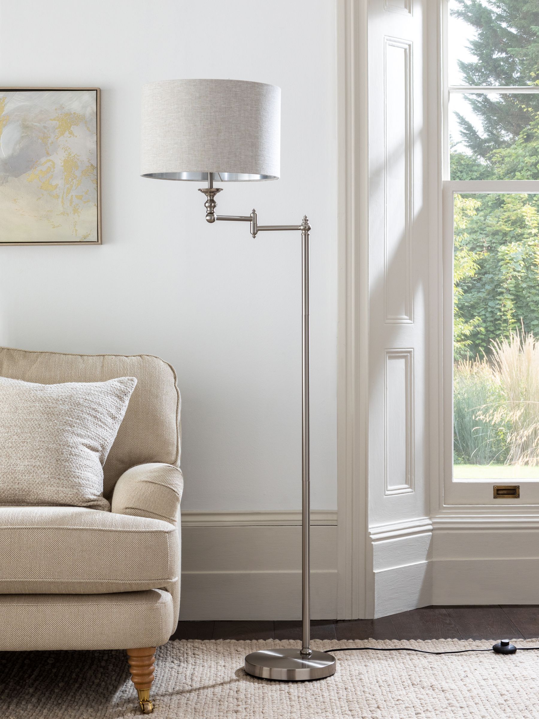 Buy Brushed Nickel Burford Swing Arm Floor Lamp from the Next UK online ...