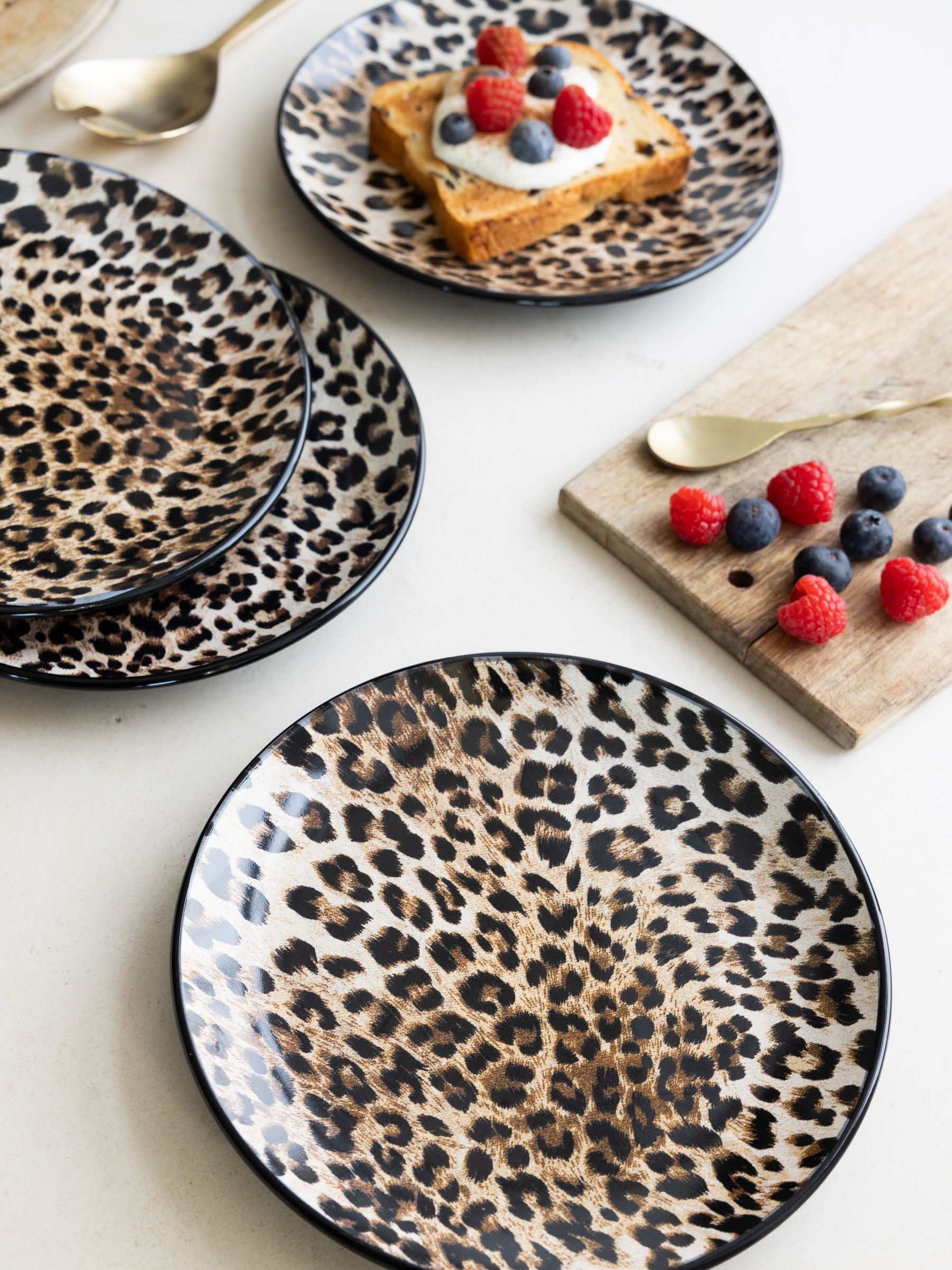 Buy Rockett St George Set of 4 Natural Leopard Love Side Plates from ...
