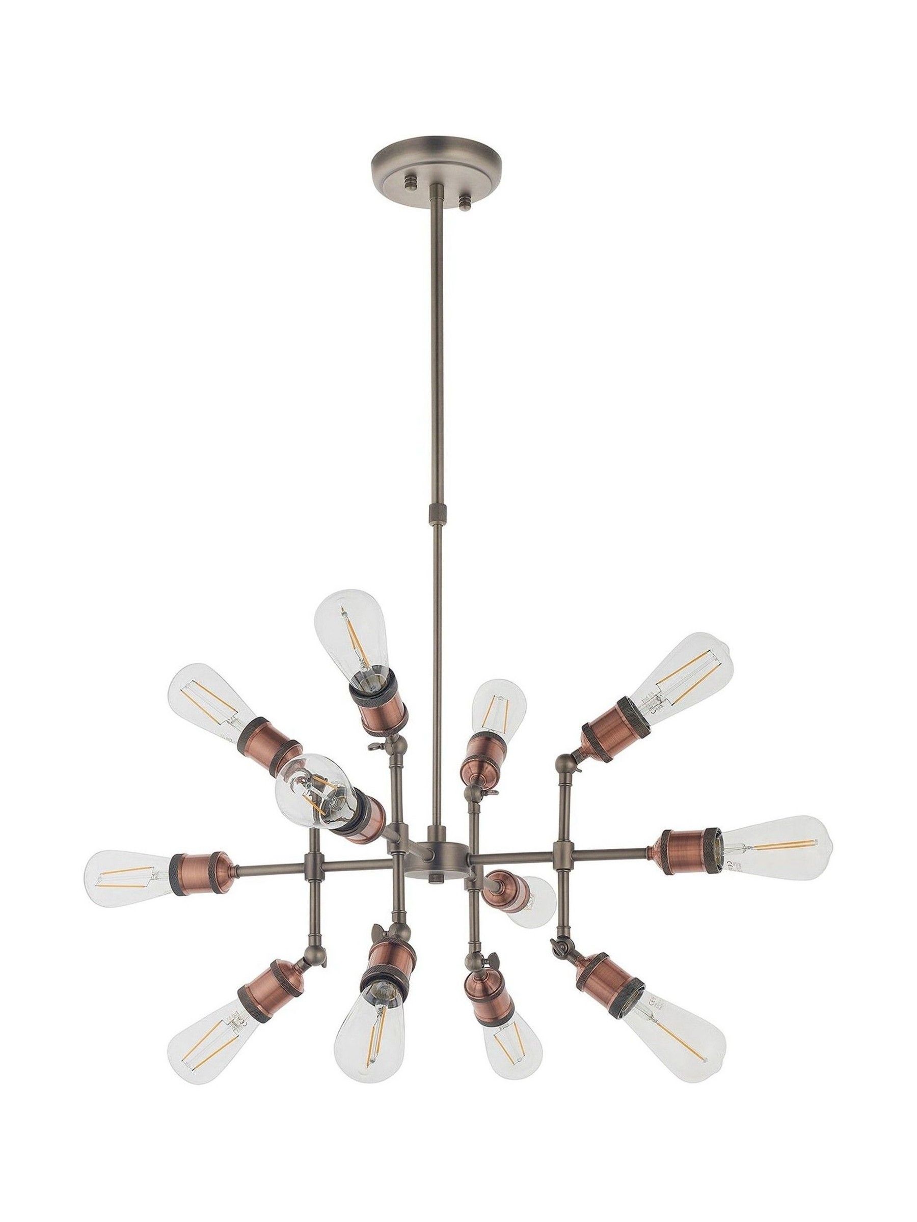 Buy Gallery Home Copper Hamilton 12 Bulb Ceiling Light Pendant from the ...