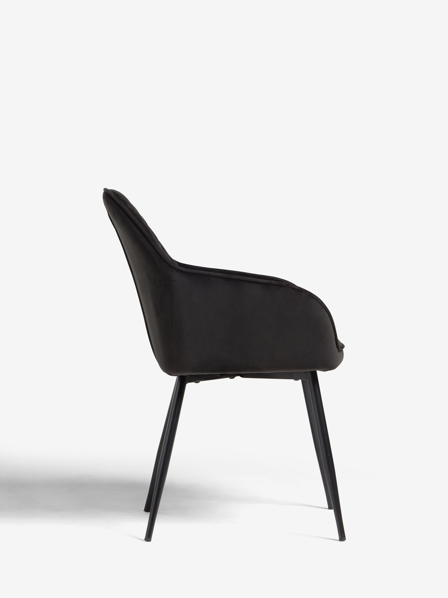 Buy Set of 2 Soft Velvet Black Hamilton Black Leg Quilted Dining Chairs ...