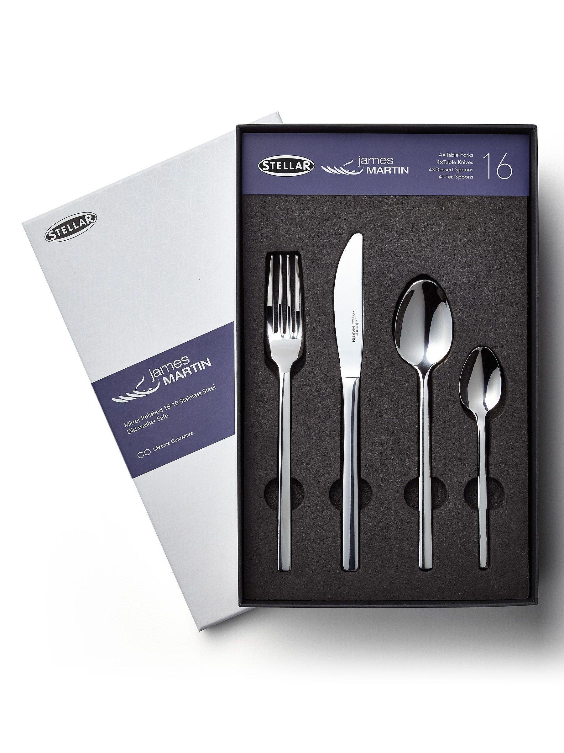 Buy Stellar Chrome James Martin 16 Piece Cutlery Set from the Next UK ...