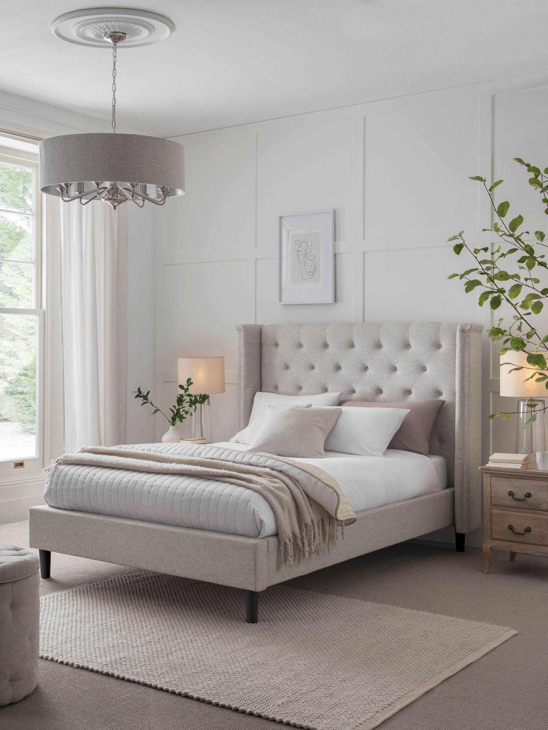 Buy Wool Blend Natural Stone Grayson Upholstered Bed Frame from the ...