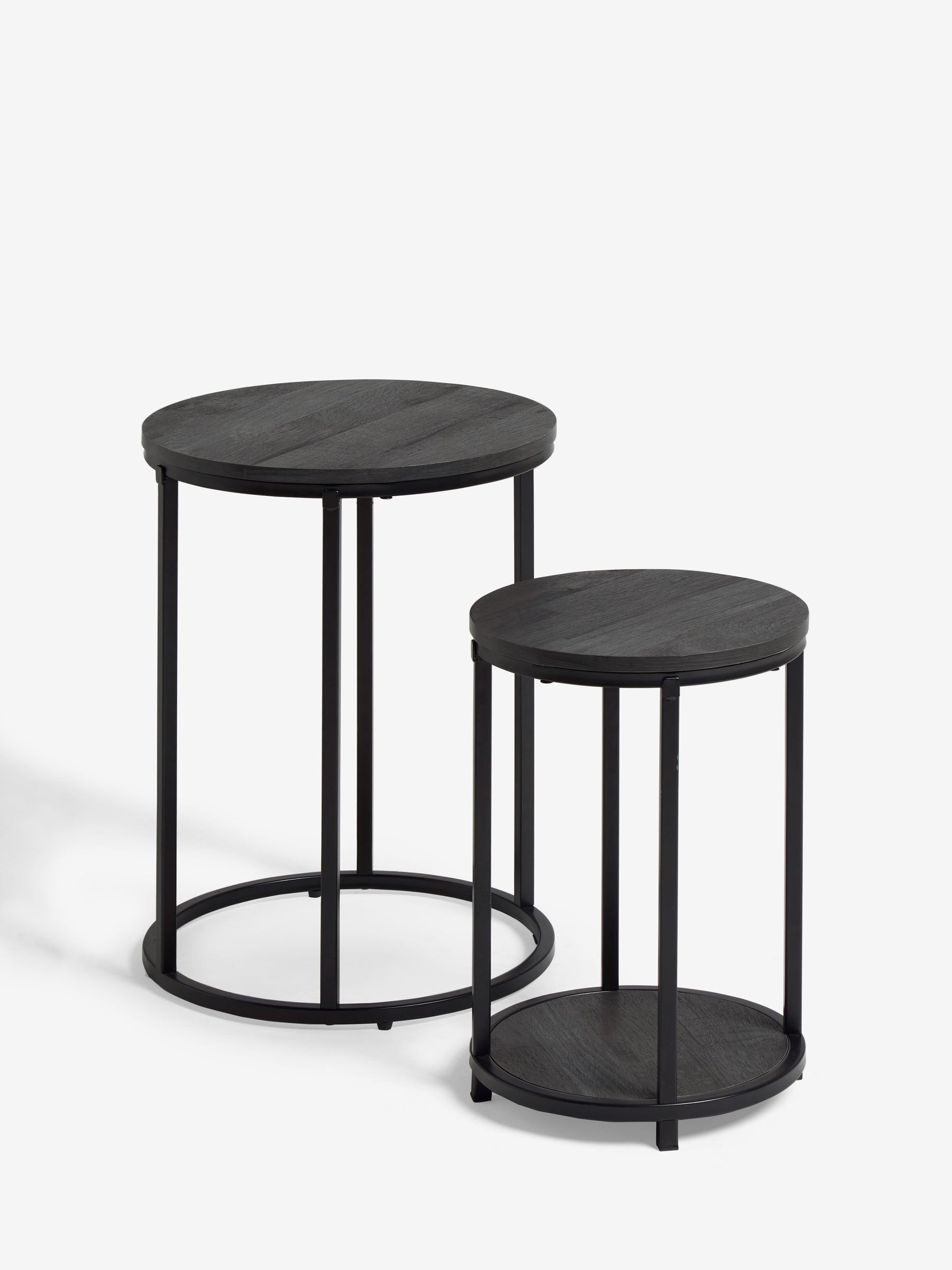 Buy Black Bronx Oak Effect Round Set of 2 Nest of Tables from the Next ...