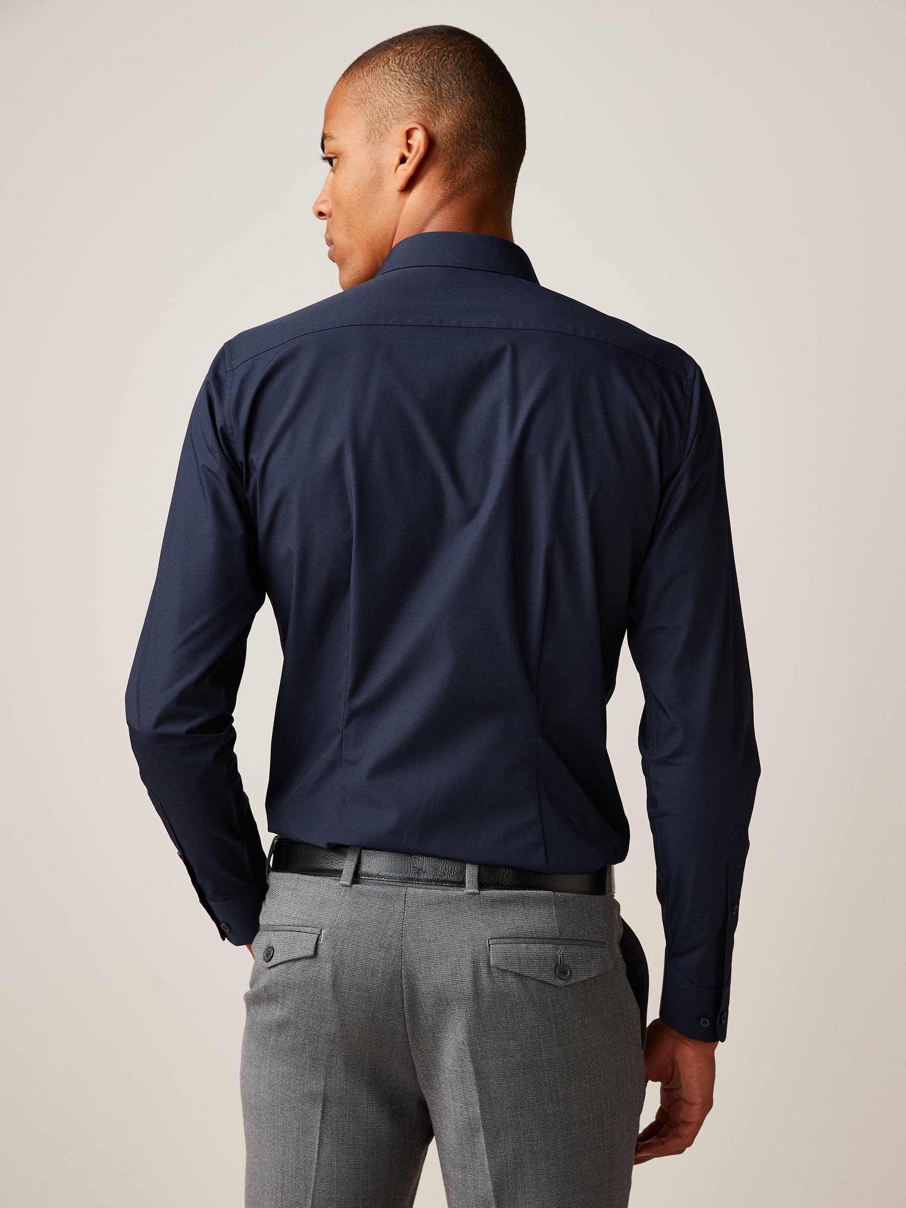 Buy Blue Navy Slim Fit Easy Care Single Cuff Smart Shirt from the Next ...