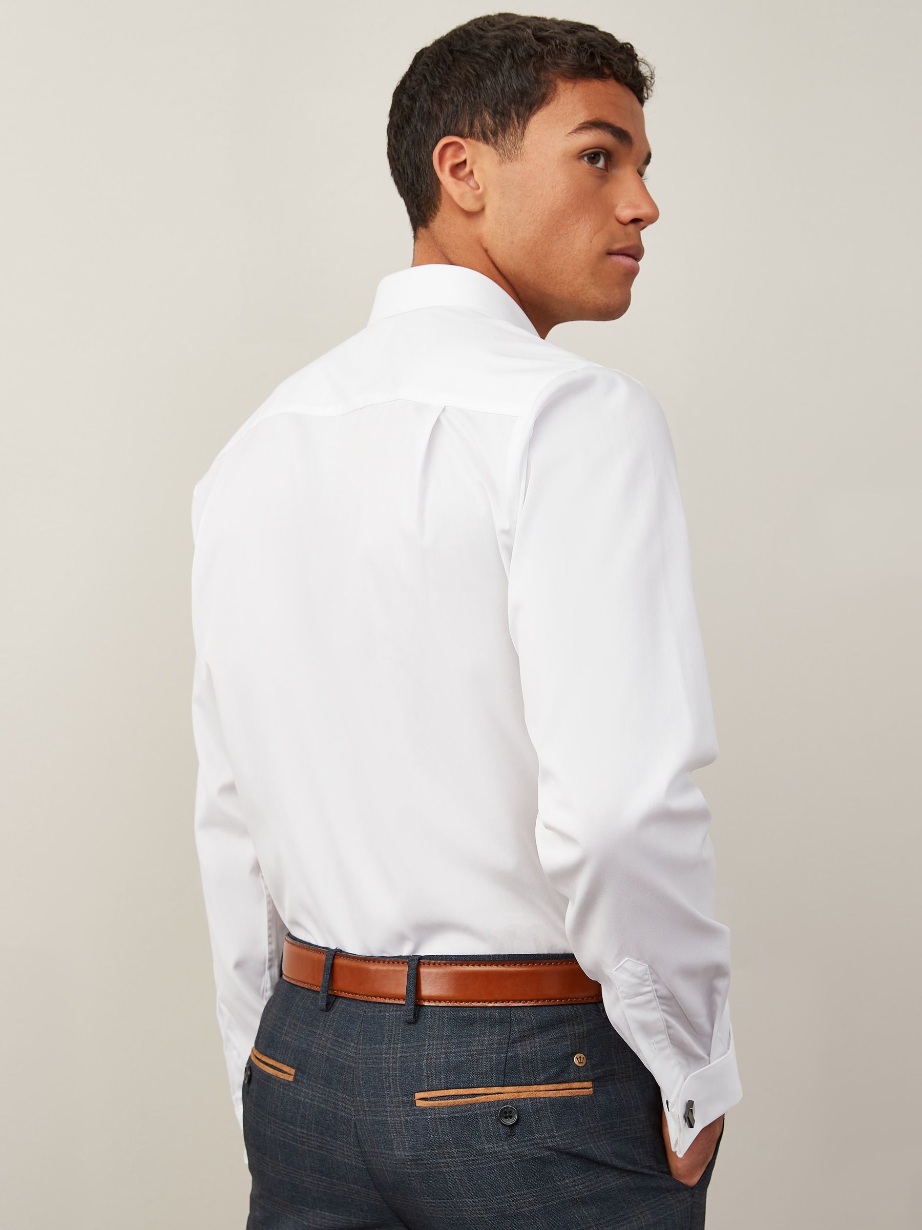 Buy White Regular Fit Easy Care Double Cuff Smart Shirt from Next ...