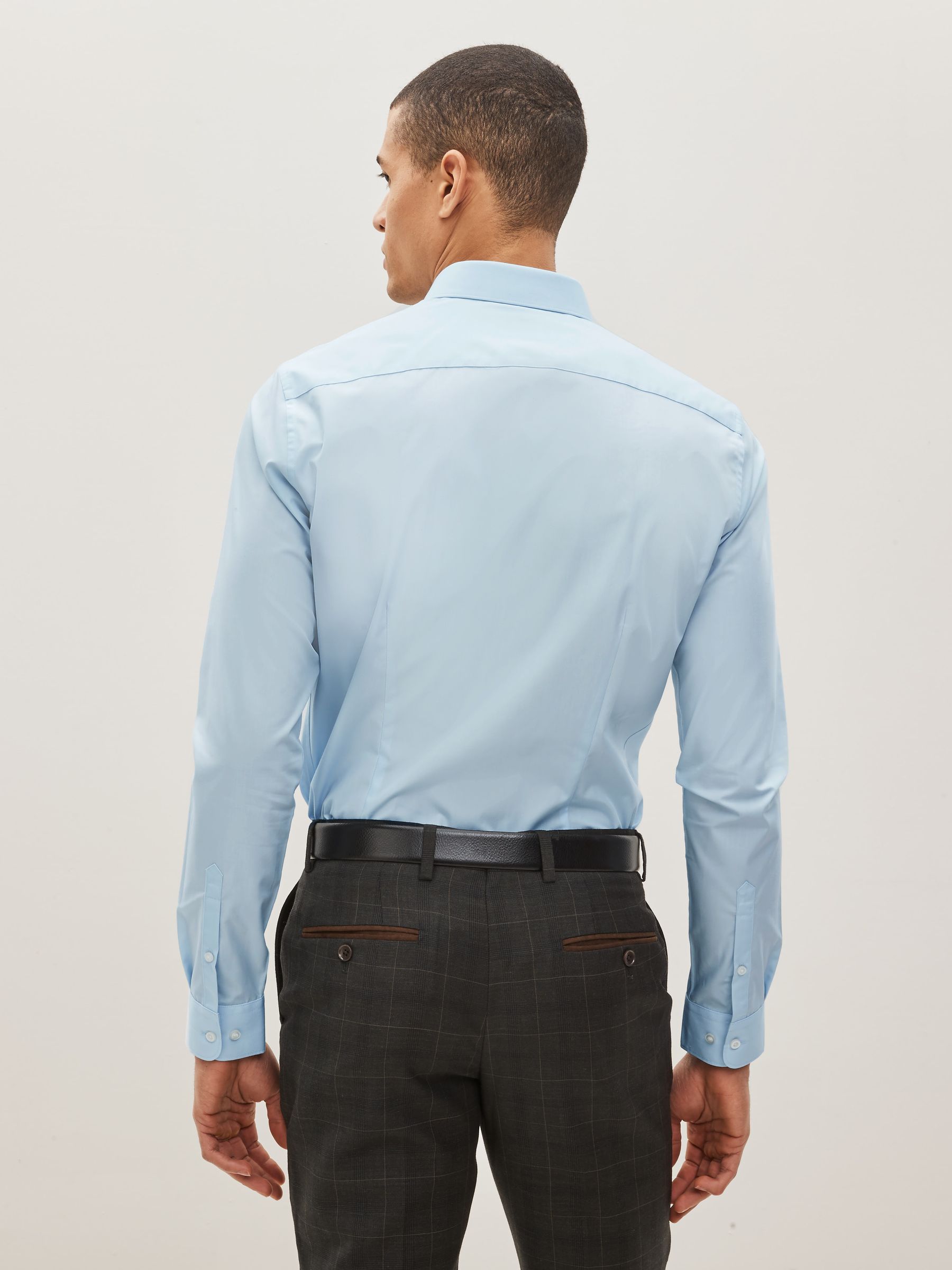 Buy Light Blue Skinny Fit Easy Care Single Cuff Smart Shirt from the ...