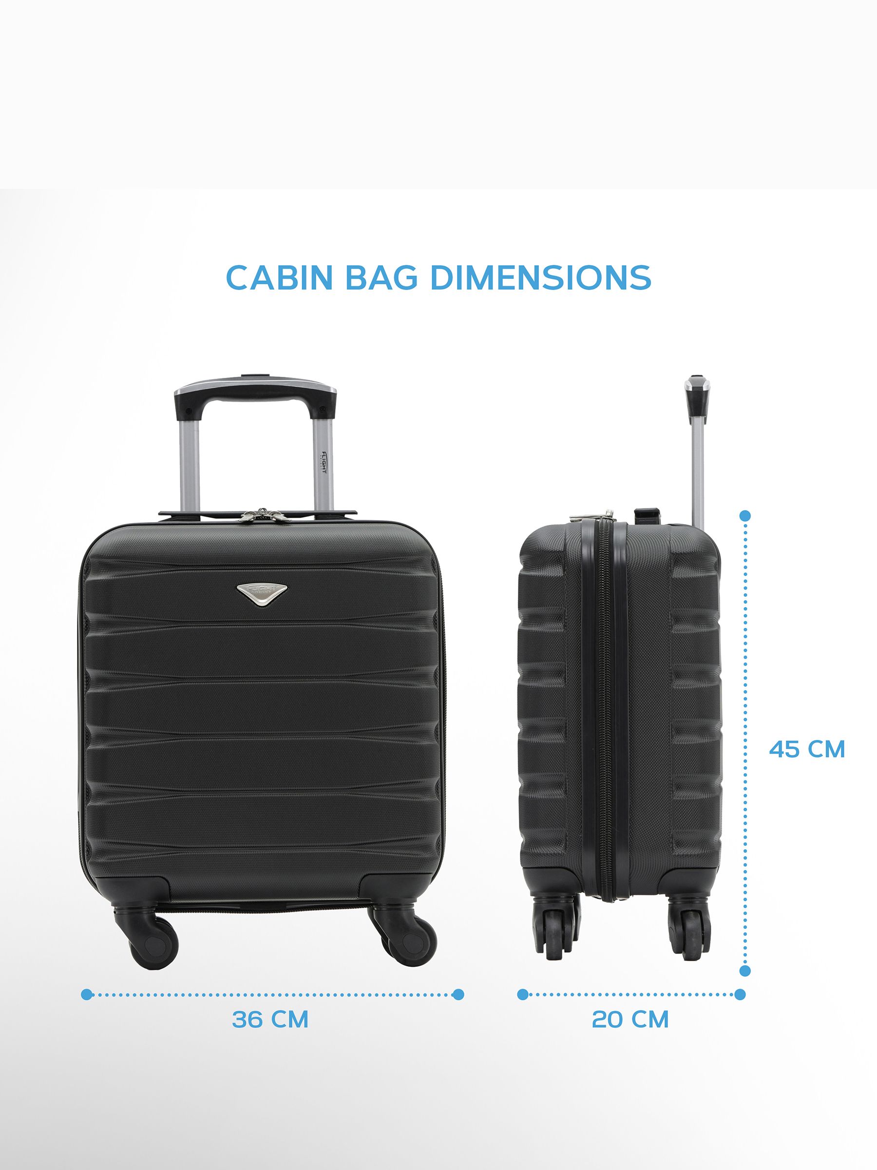 Buy Flight Knight Black + Charcoal EasyJet Underseat 45x36x20cm 4 Wheel ...