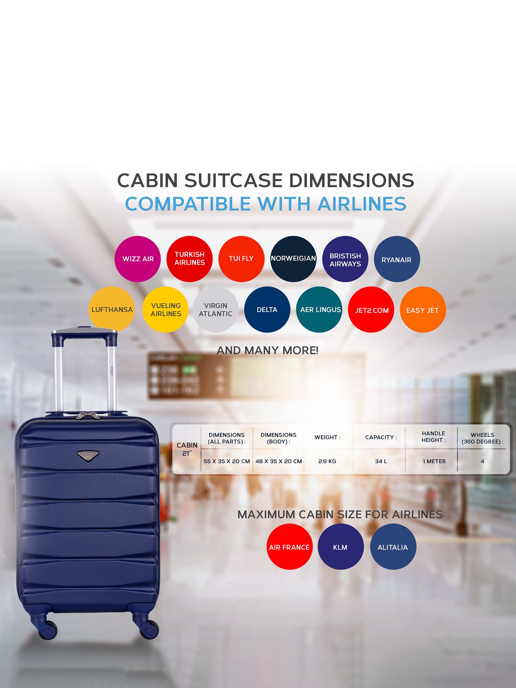 Buy Flight Knight Navy + Navy EasyJet Overhead 55x35x20cm Hard Shell ...